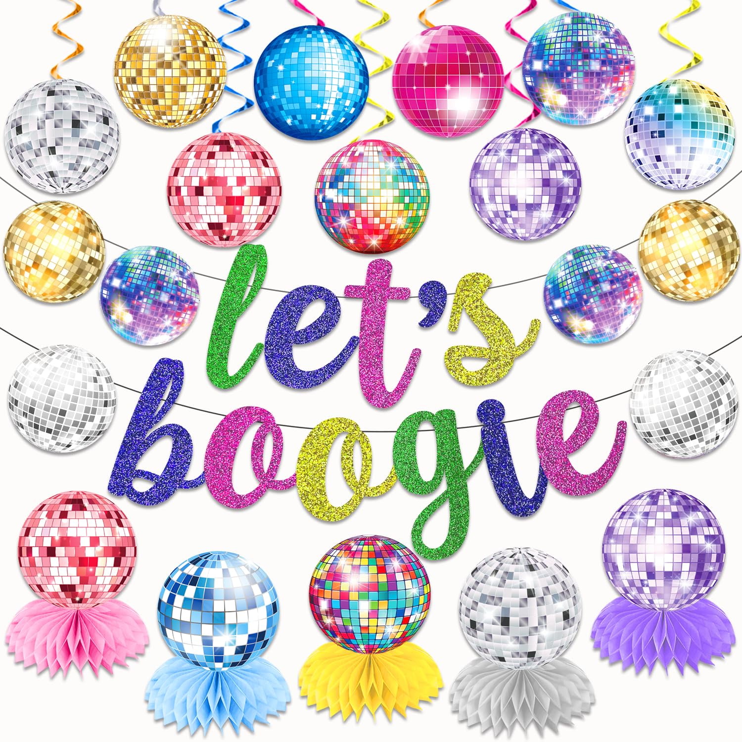 NUTTYBASH 70s Party Decorations, AIF4 Disco Party Decorations Includes ...