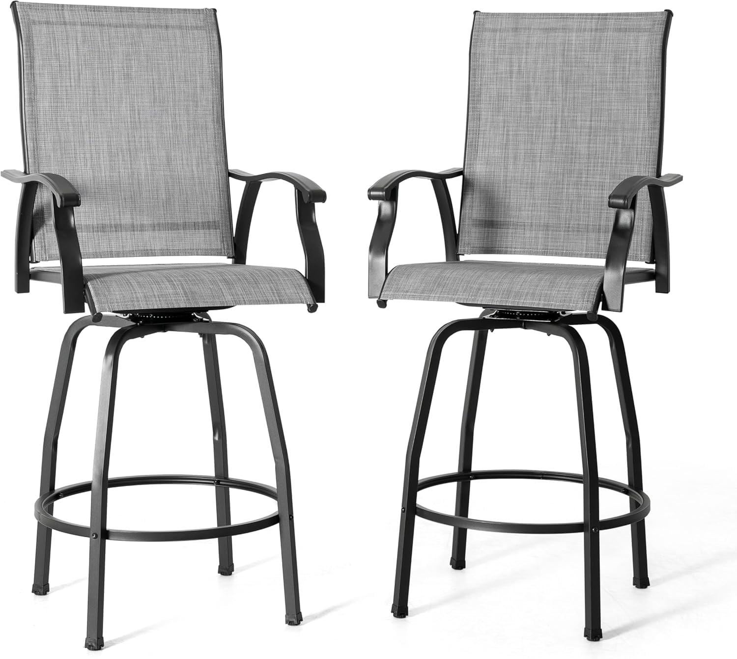 NUU GARDEN 2 Piece Patio Swivel Bar Stools, Outdoor High Bistro Stools ...