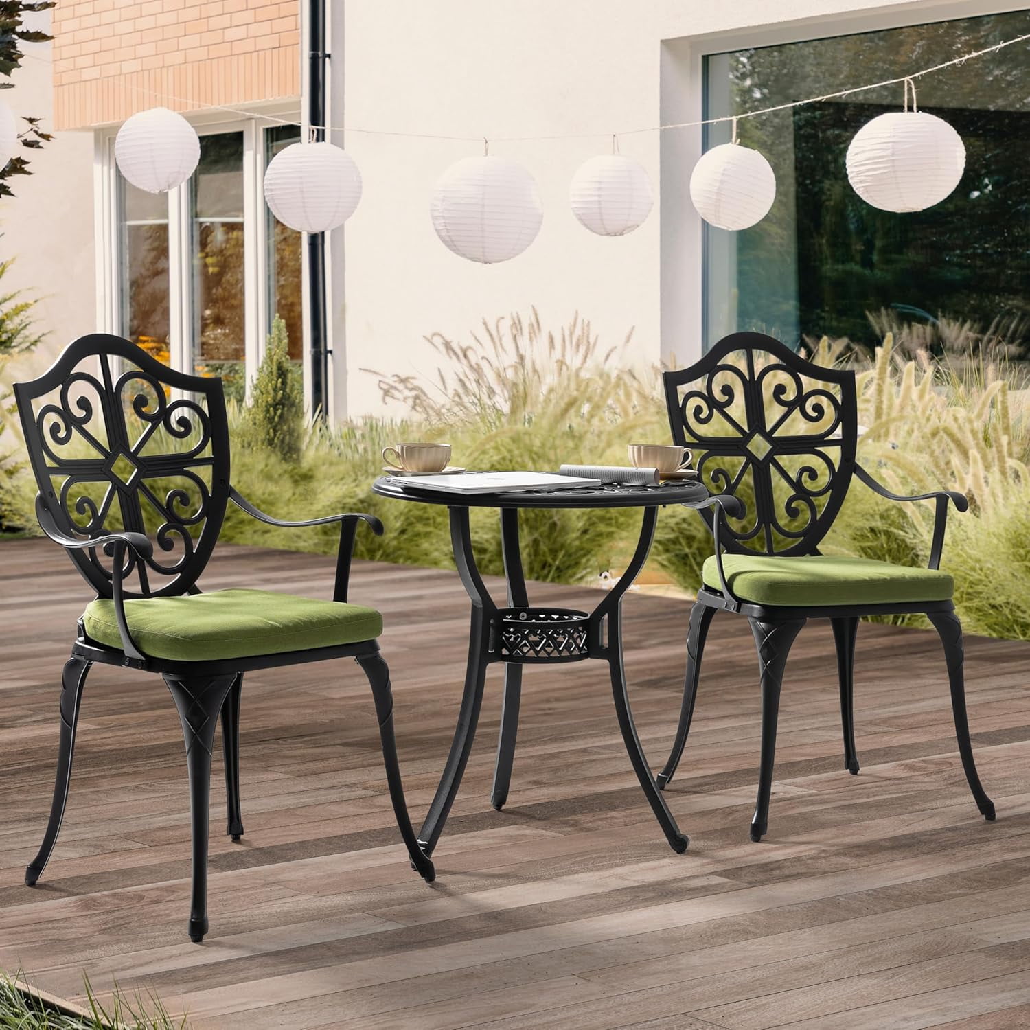 NUU GARDEN 3 Piece Outdoor Bistro Set Cast Aluminum Patio Set Bistro ...