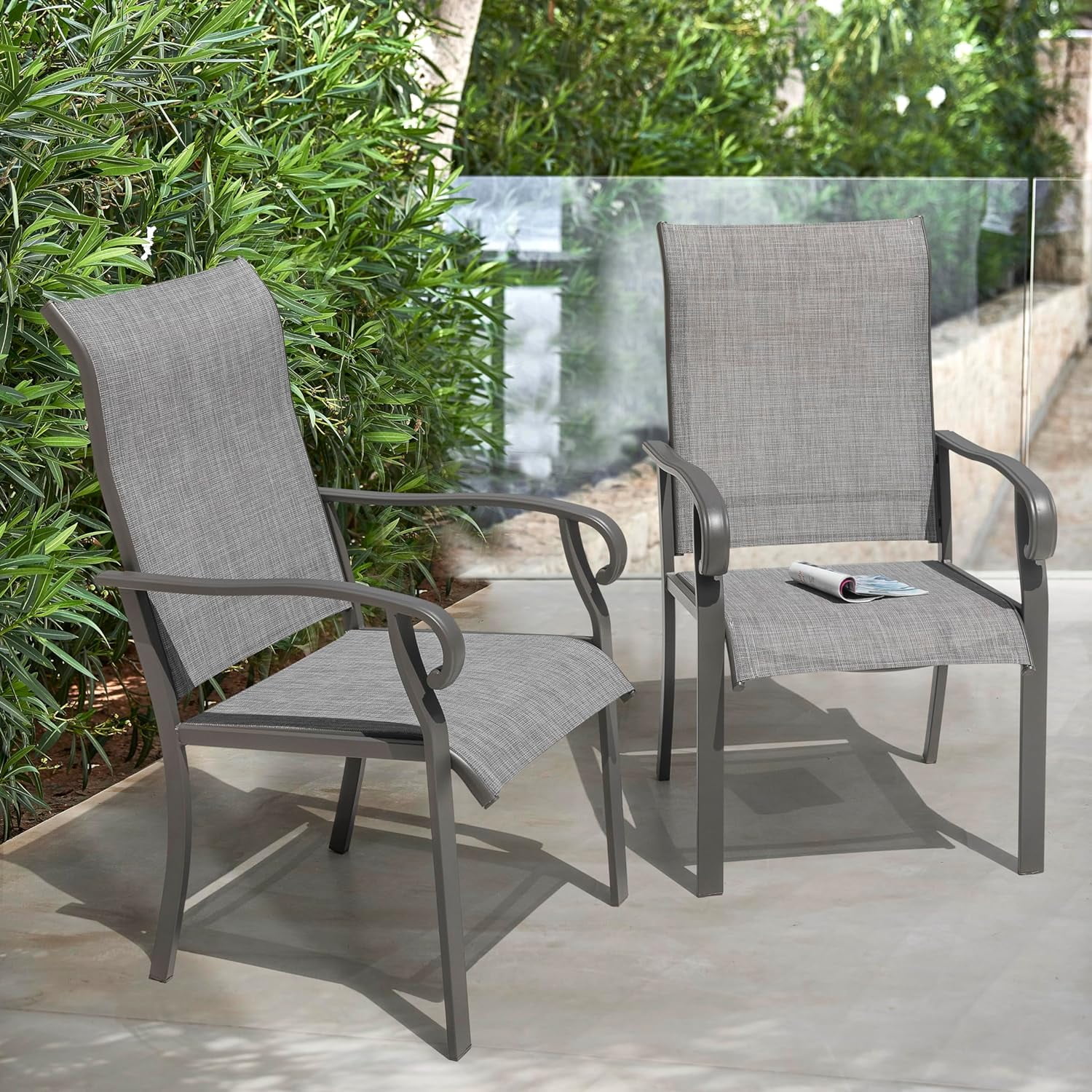 NUU GARDEN 4 Piece Outdoor Patio Dining Chairs, Textilene Dining Chairs ...