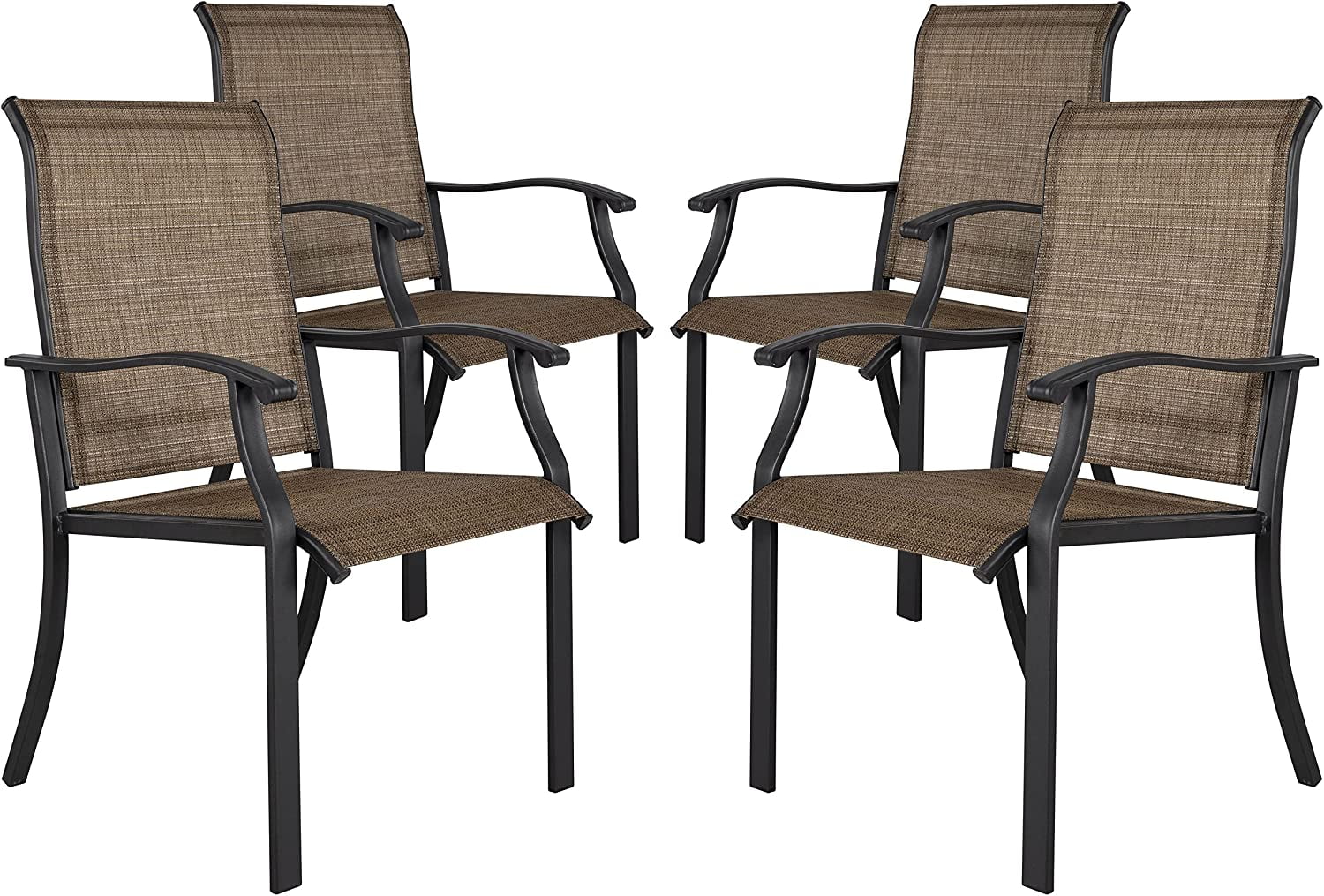 NUU GARDEN 4 Piece Outdoor Patio Dining Chairs, Textilene Dining Chairs ...