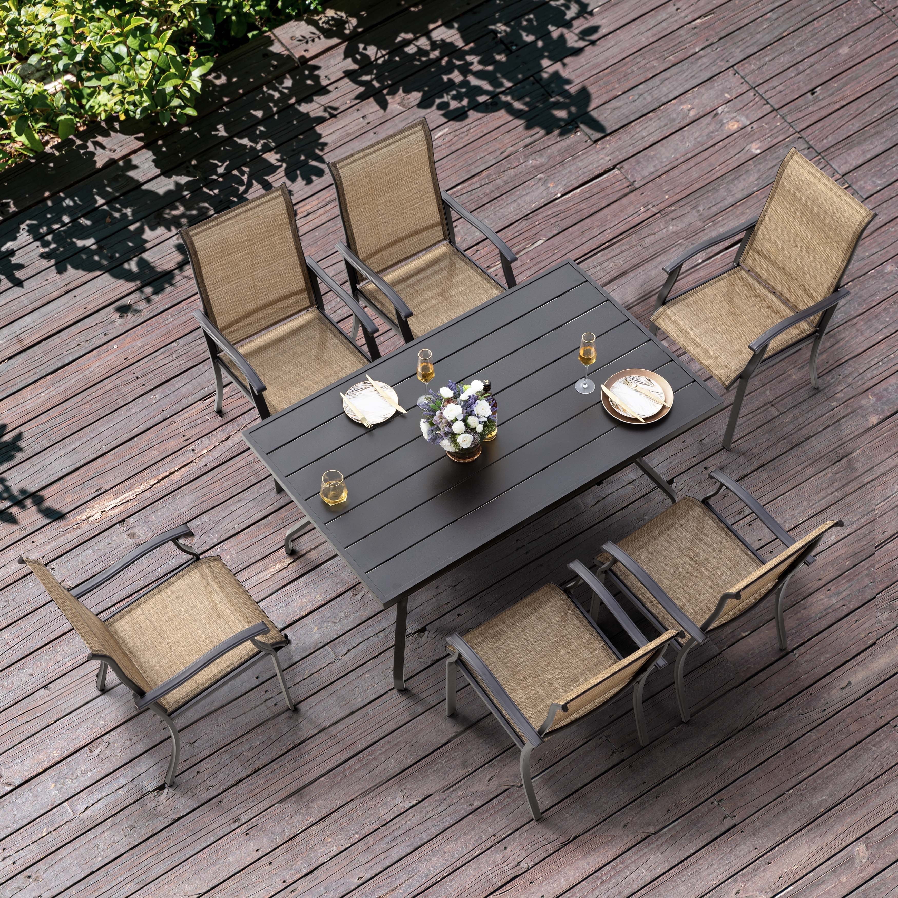NUU GARDEN Outdoor 7-Piece Dining Set, All-Weather Patio Furniture with ...