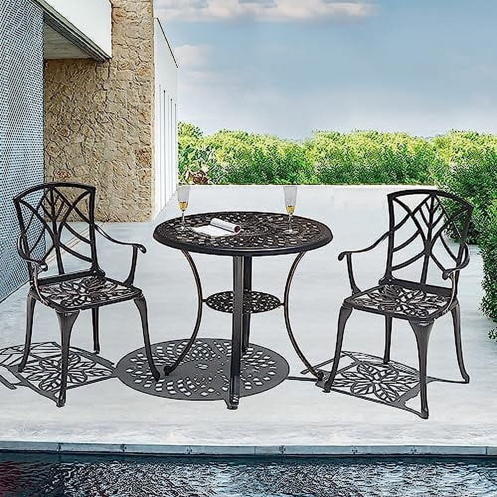 NUU GARDEN Bistro Set 3 Piece Outdoor All Weather Cast Aluminum Patio ...