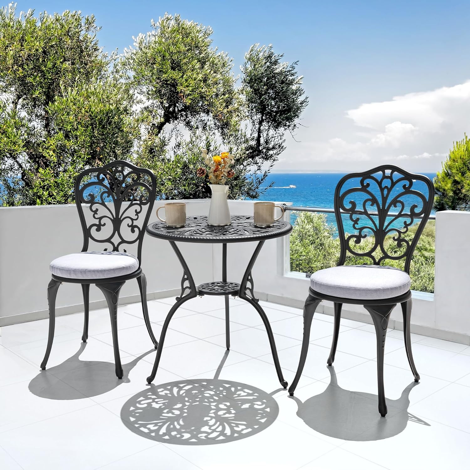 NUU GARDEN Outdoor Table Set, All Weather Cast Aluminum Patio Table and ...