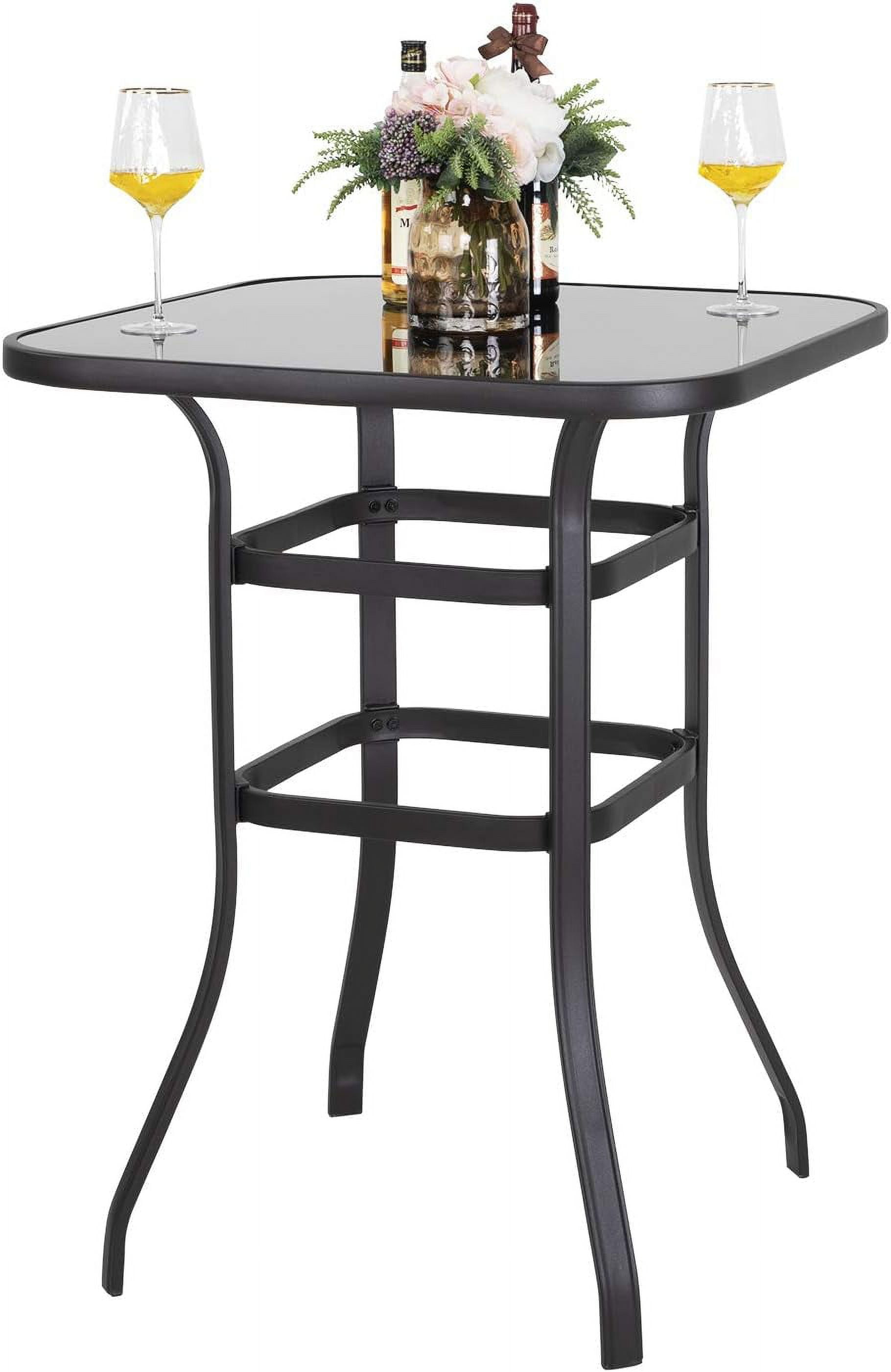 NUU GARDEN Patio Bar Table, Outdoor Bar Height Bistro Table with 32 ...