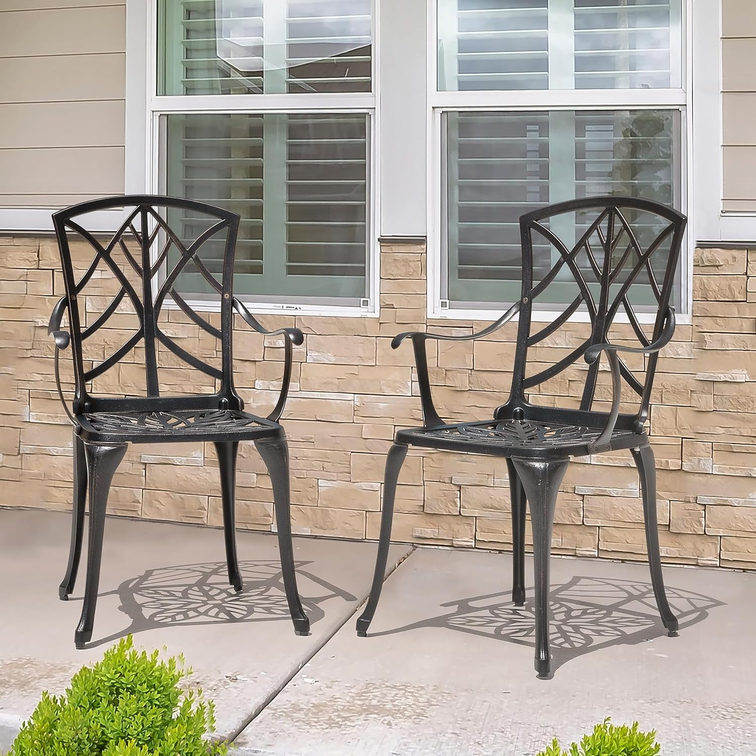 NUU GARDEN Patio Chairs Set of 2 Outdoor Dining Chairs, Cast Aluminum ...