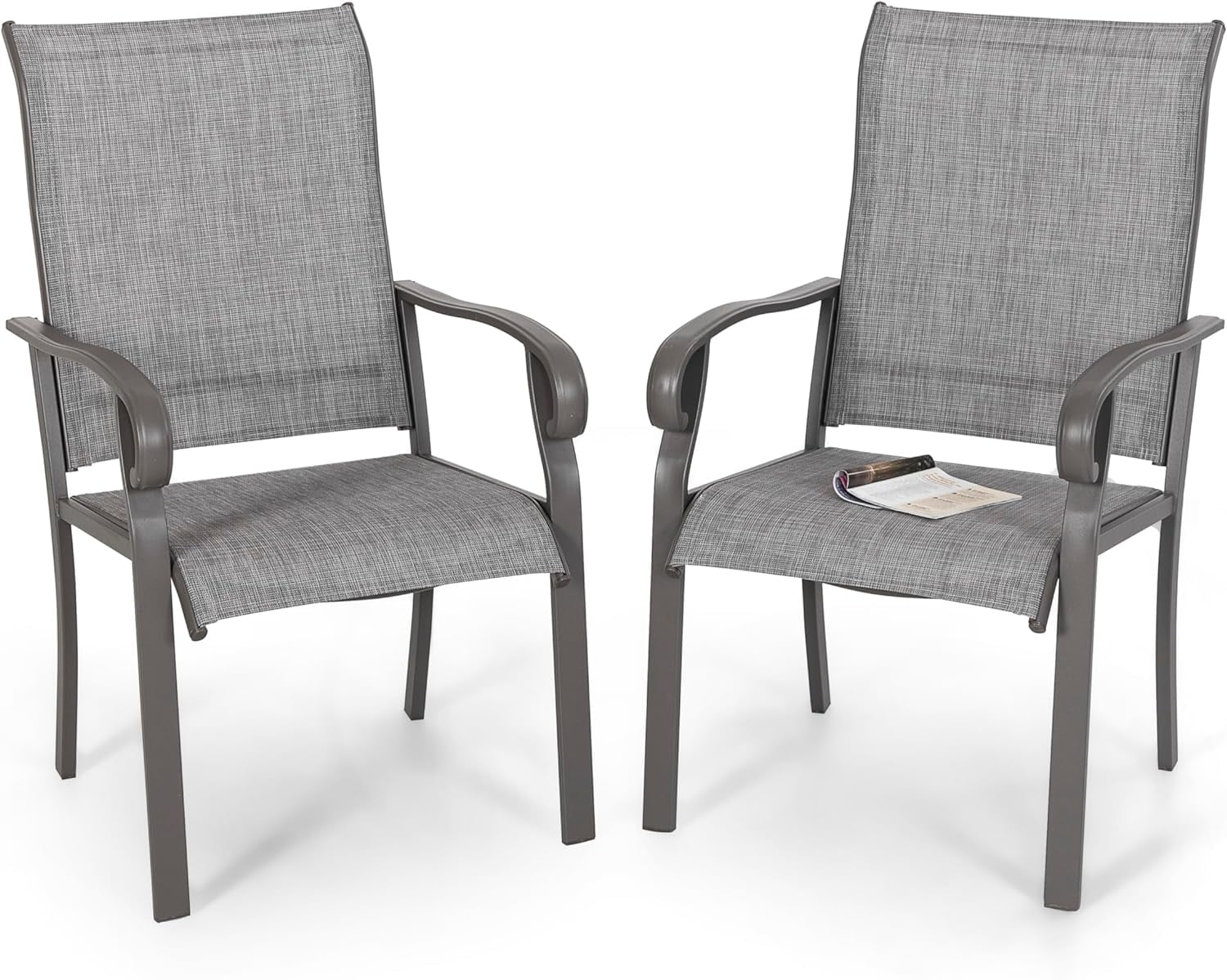 NUU GARDEN Patio Dining Chairs Set of 2, All Weather Textilene Patio ...