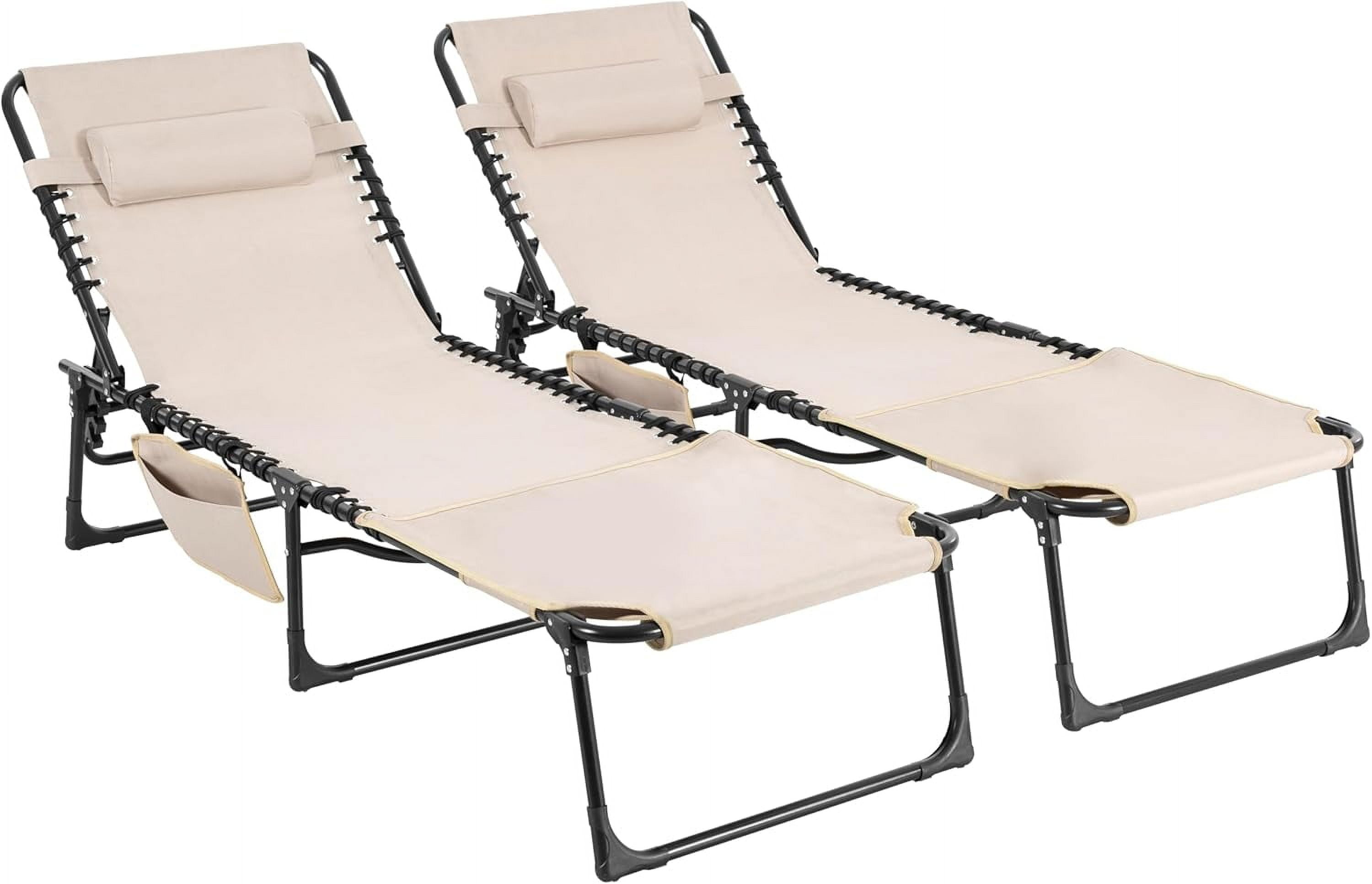 NUU GARDEN Set of 2 Foldable Chaise Lounge Chairs - 5-Position ...