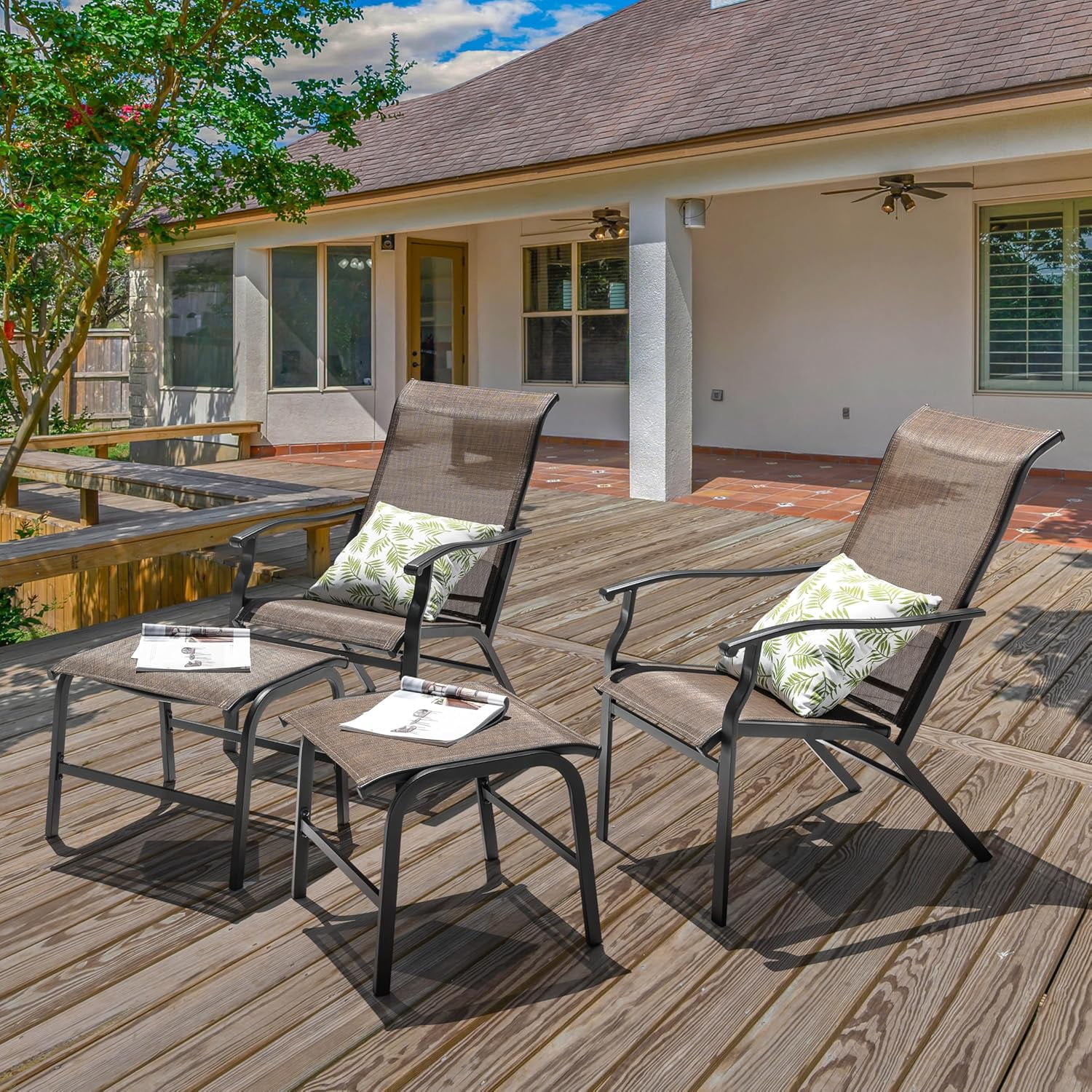 NUU GARDEN Set of 2 Patio Chaise Lounges Chair, Recliner Chairs with ...