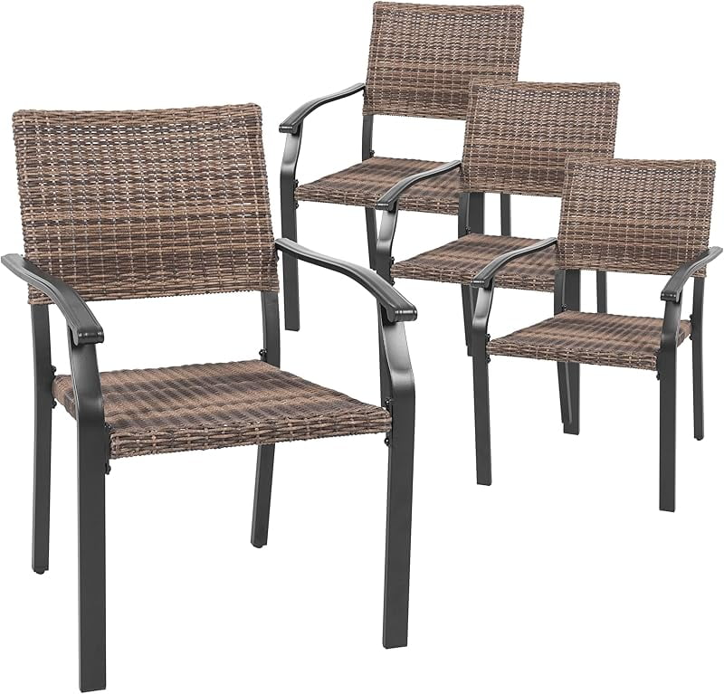 NUU GARDEN Stackable Patio Dining Chairs Set of 2, Metal Chairs All ...