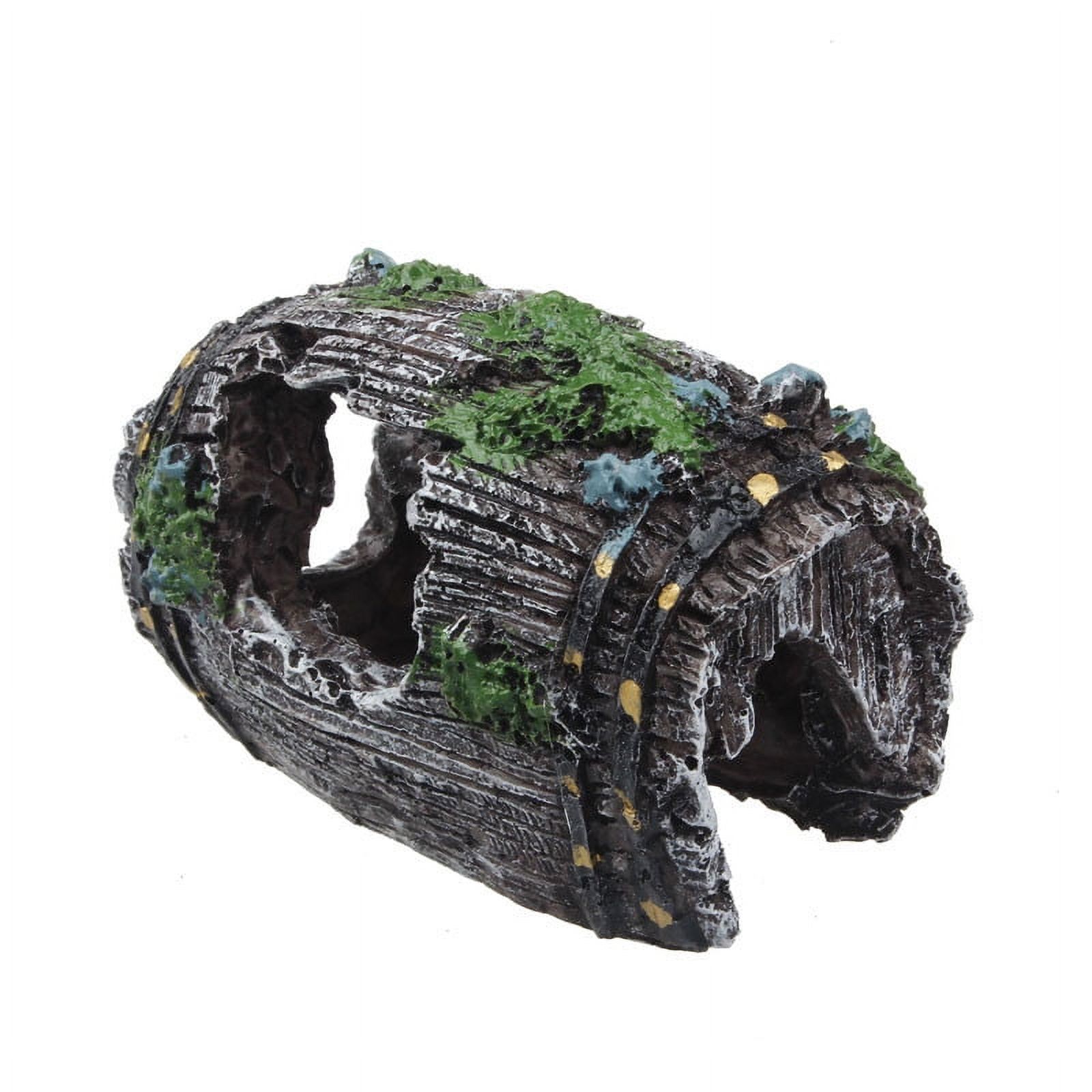 NUUUGTGB Moss Covered Broken Barrel Resin Fish Tank Ornament, Hollow ...