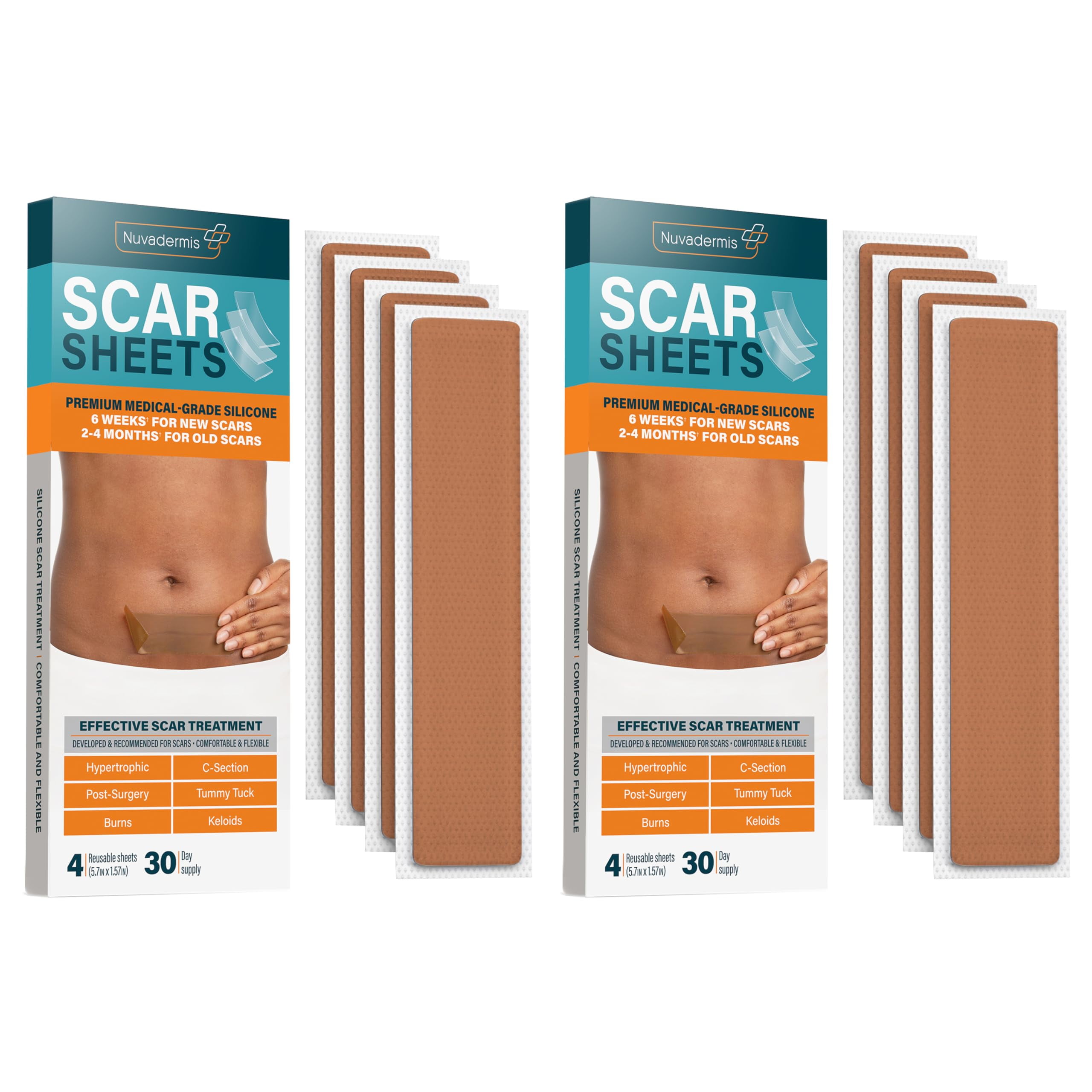 NUVADERMIS Silicone Scar Sheets - Extra Long Scar Sheets for C-Section ...