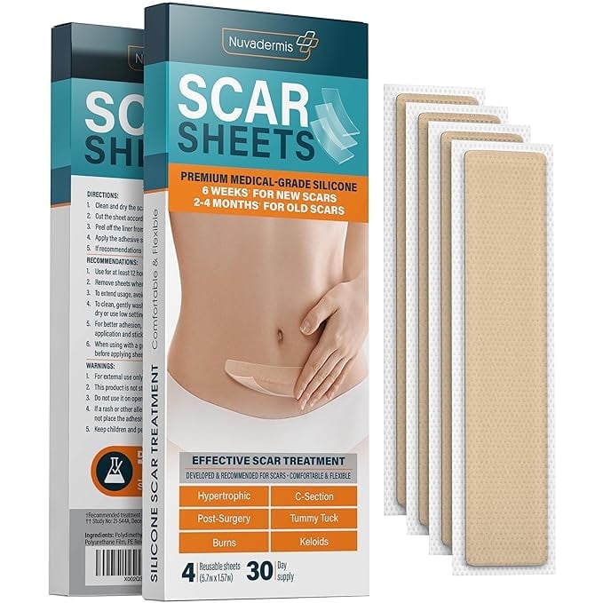 NUVADERMIS Silicone Scar Sheets - Extra Long Scar Sheets for C-Section ...