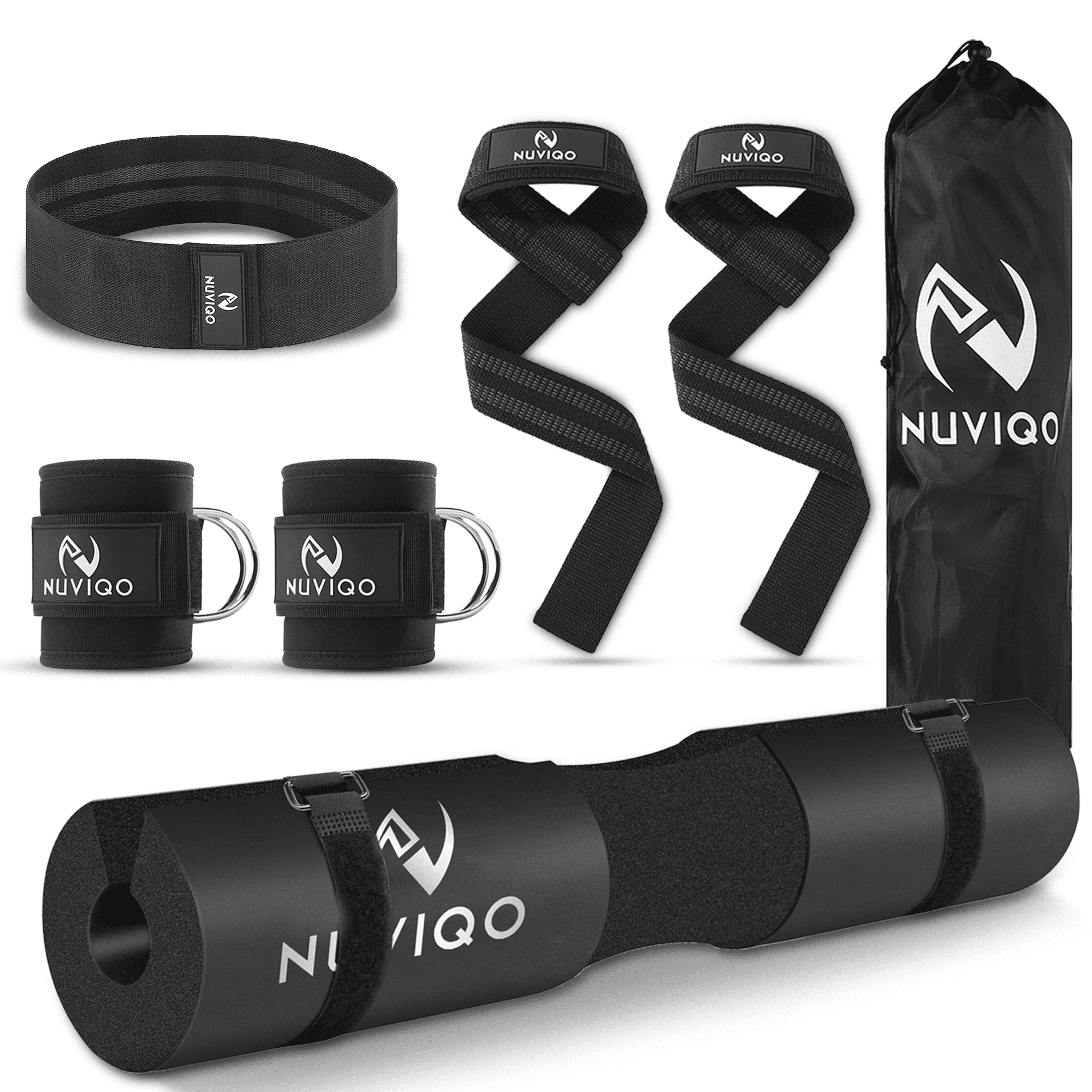 NUVIQO 9 Pcs Gym Accessories Set Featuring Barbell Pad with 2 Safety ...