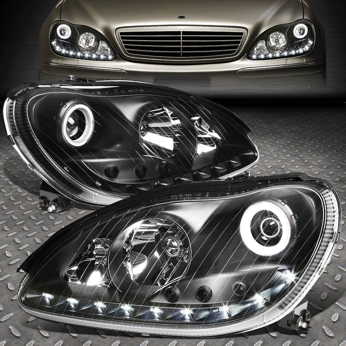 Nuvision for 00-06 Mercedes S-Class W220 Black Housing LED DRL ...
