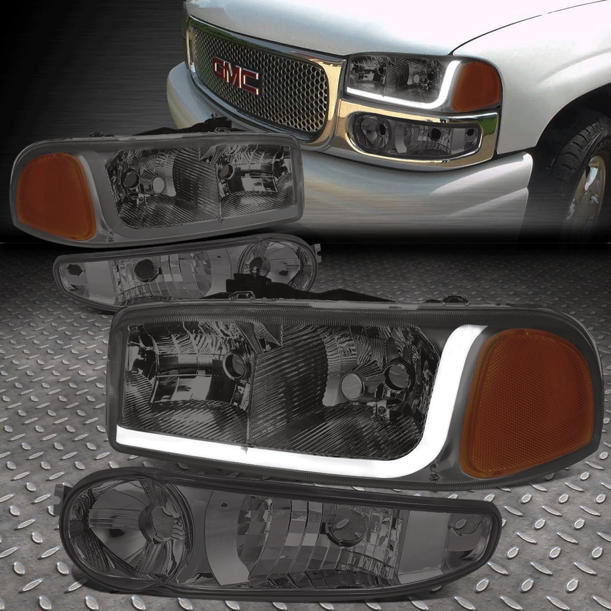 Nuvision for 01-07 GMC Sierra Yukon Denali LED DRL Smoked Amber ...