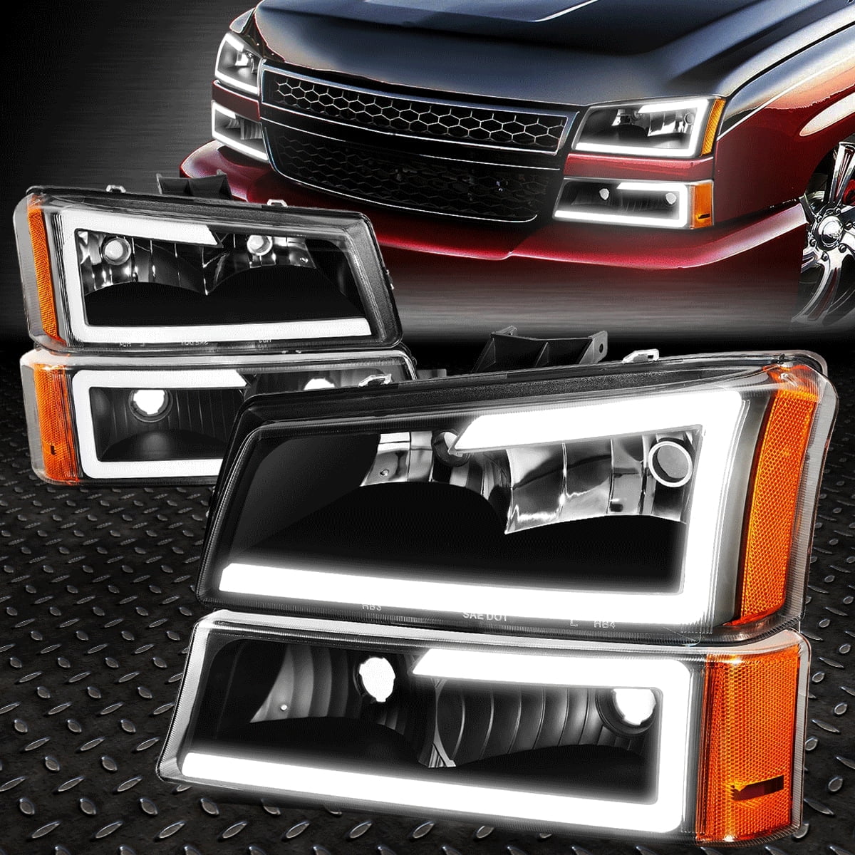 Nuvision for 03-07 Chevy Silverado Avalanche LED DRL Headlight Bumper ...