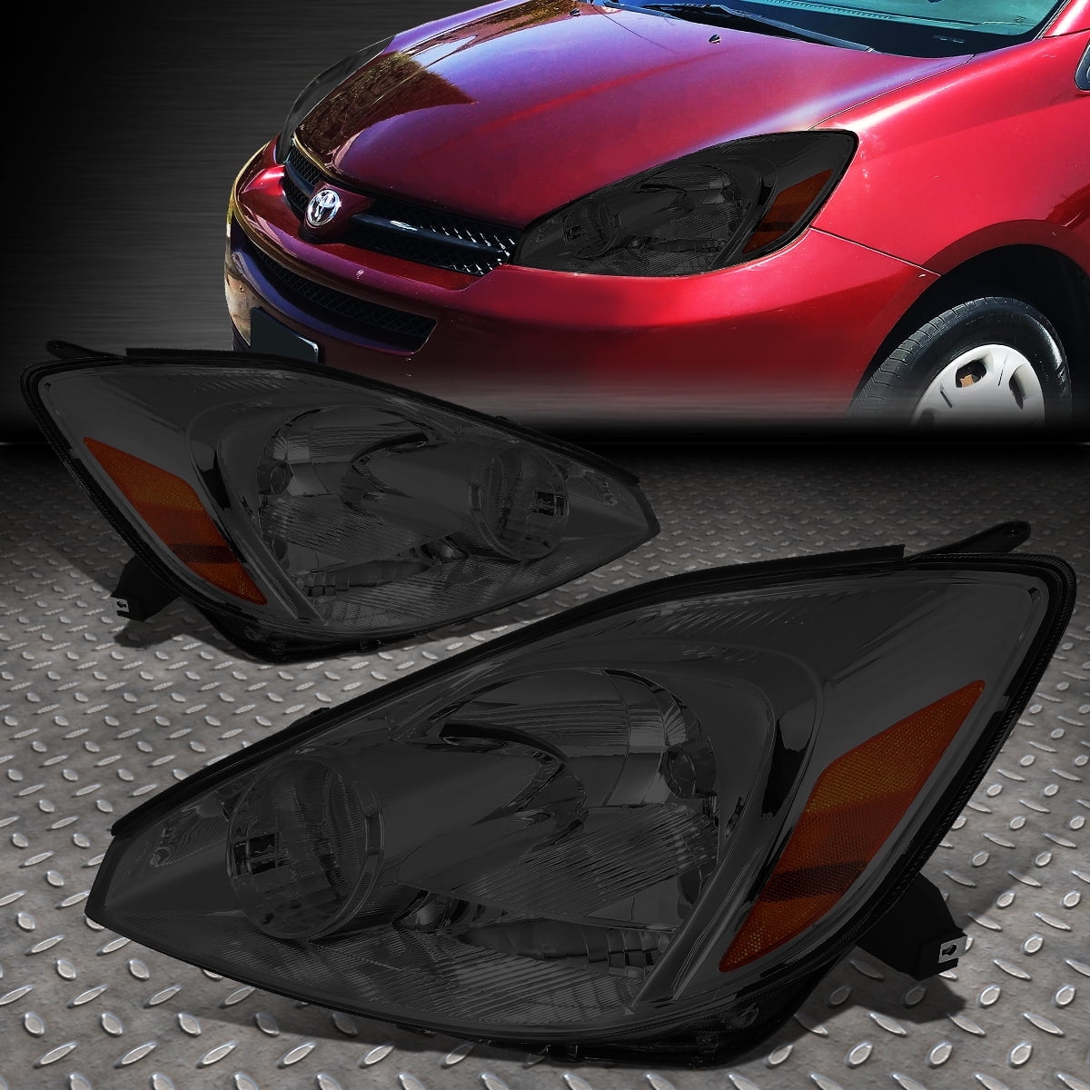 NUVISION for 04-05 Toyota Sienna Smoked Lens Amber Corner Headlight ...