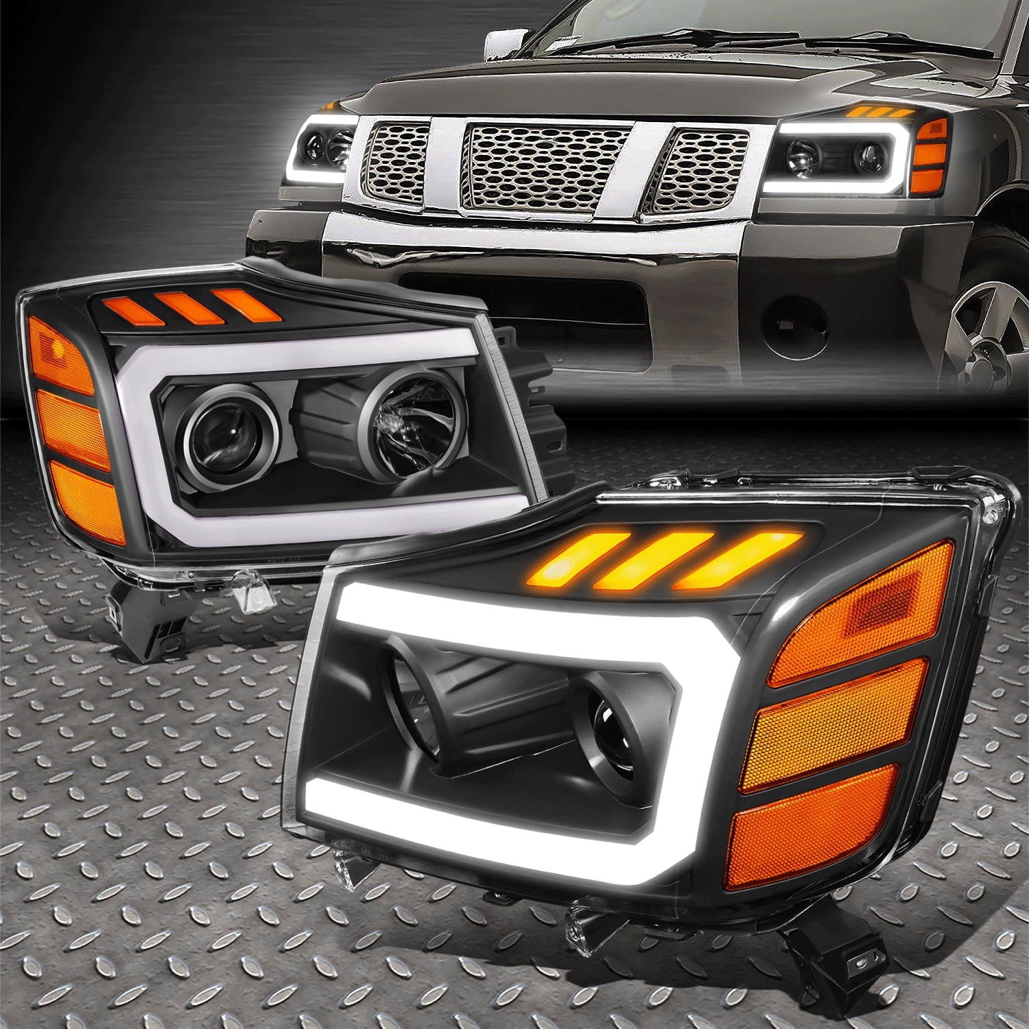 Nuvision for 04-15 Nissan Titan Armada U-LED DRL Signal Projector ...