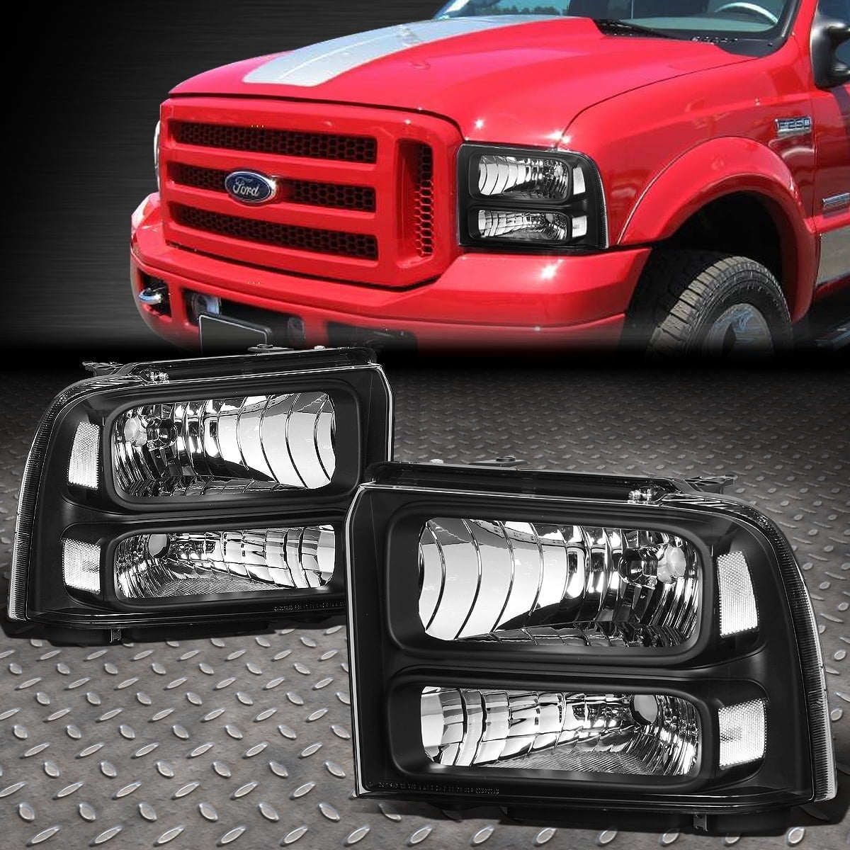 NUVISION for 05-07 Ford F250 F350 Super Duty Black Housing Clear Corner ...