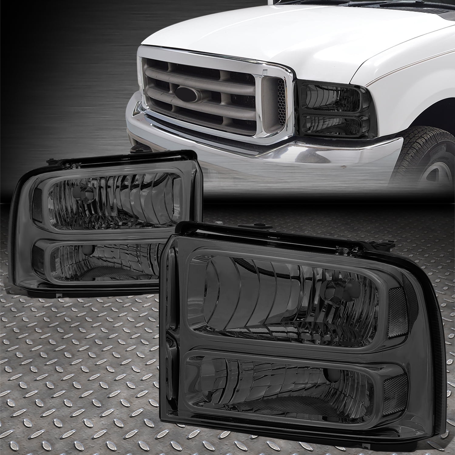 NUVISION for 05-07 Ford F250 F350 Super Duty Smoked Lens Clear Corner ...