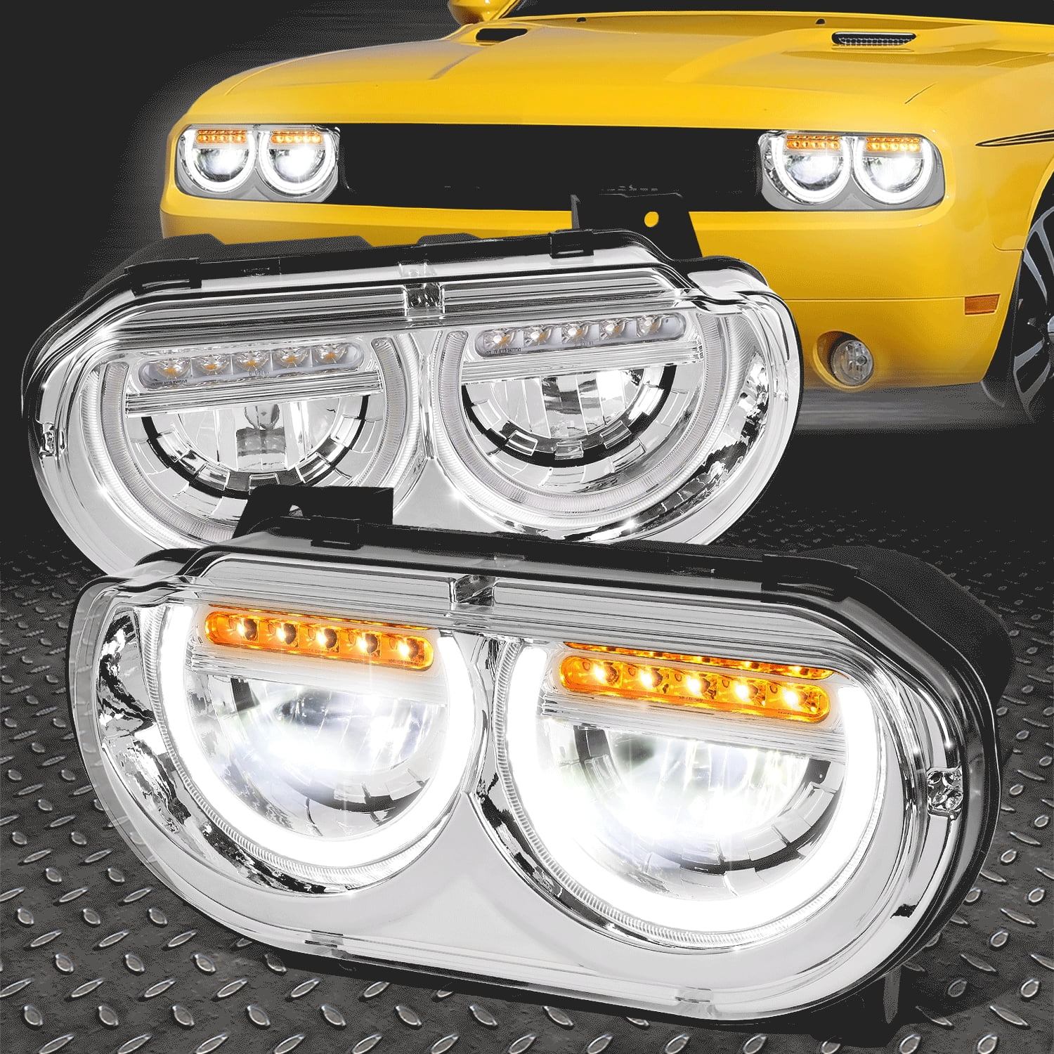 NUVISION for 08-14 Dodge Challenger Sequential Signal LED U-Halo DRL ...