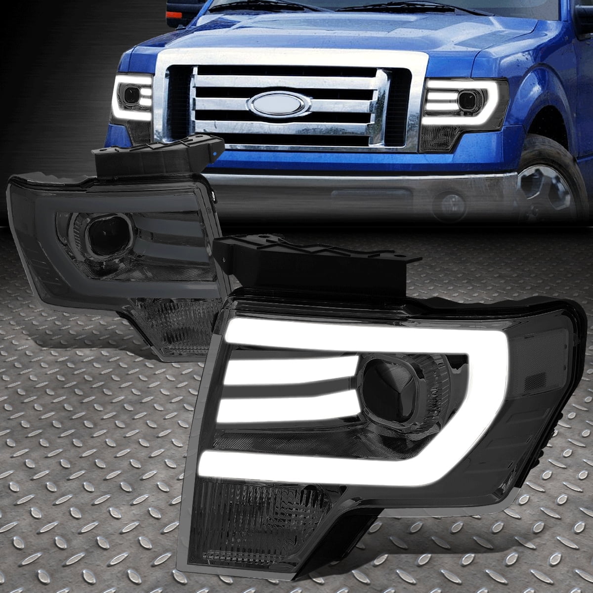 Nuvision for 09-14 Ford F150 3D LED DRL Projector Headlights Smoked ...