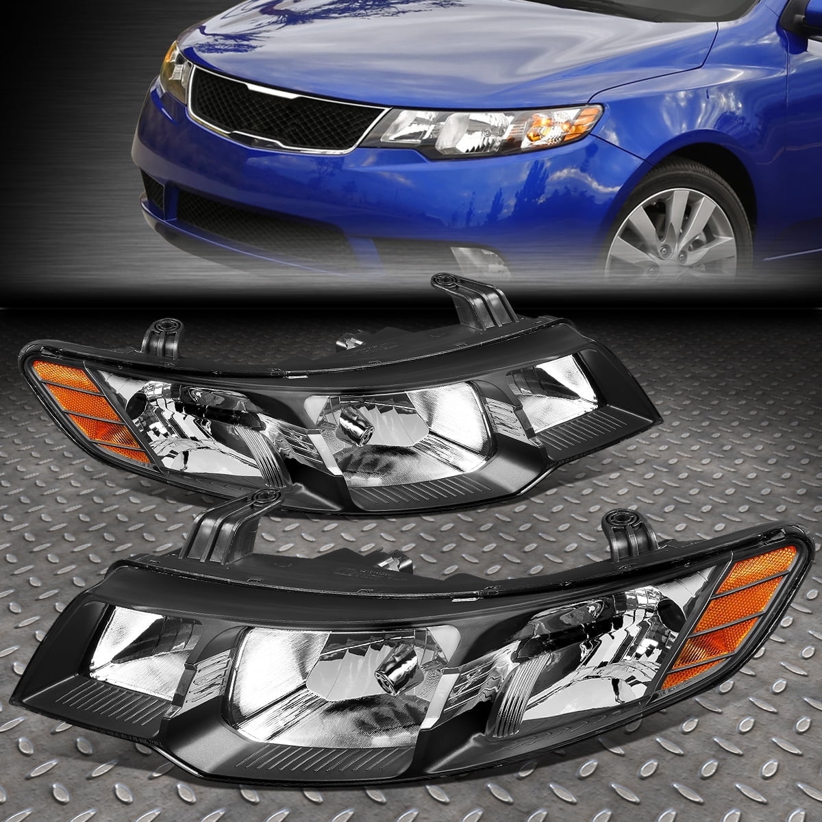NUVISION for 10-13 Forte Koup Black Housing Amber Corner Headlight ...