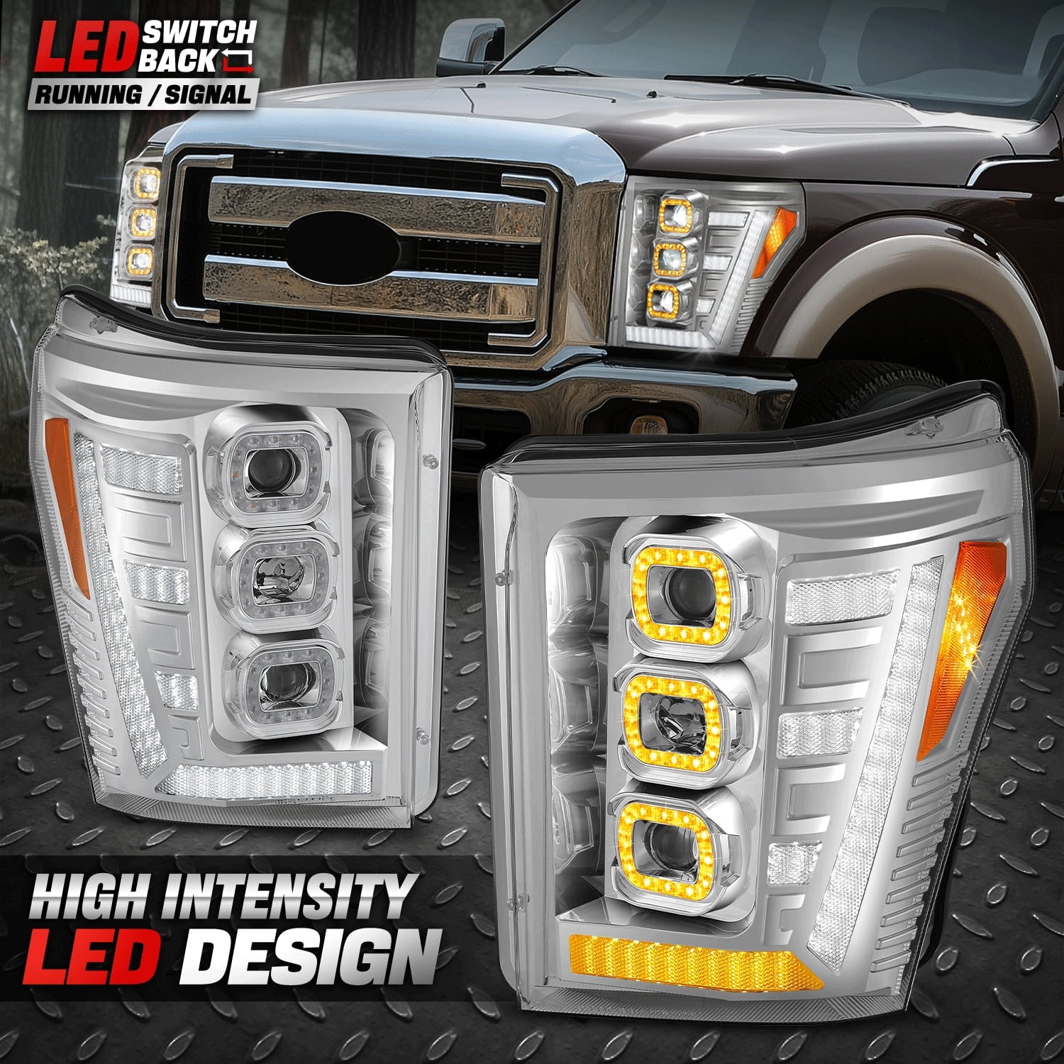 Nuvision for 11-16 Ford F250 F350 SD Sequential LED Projector Headlight ...