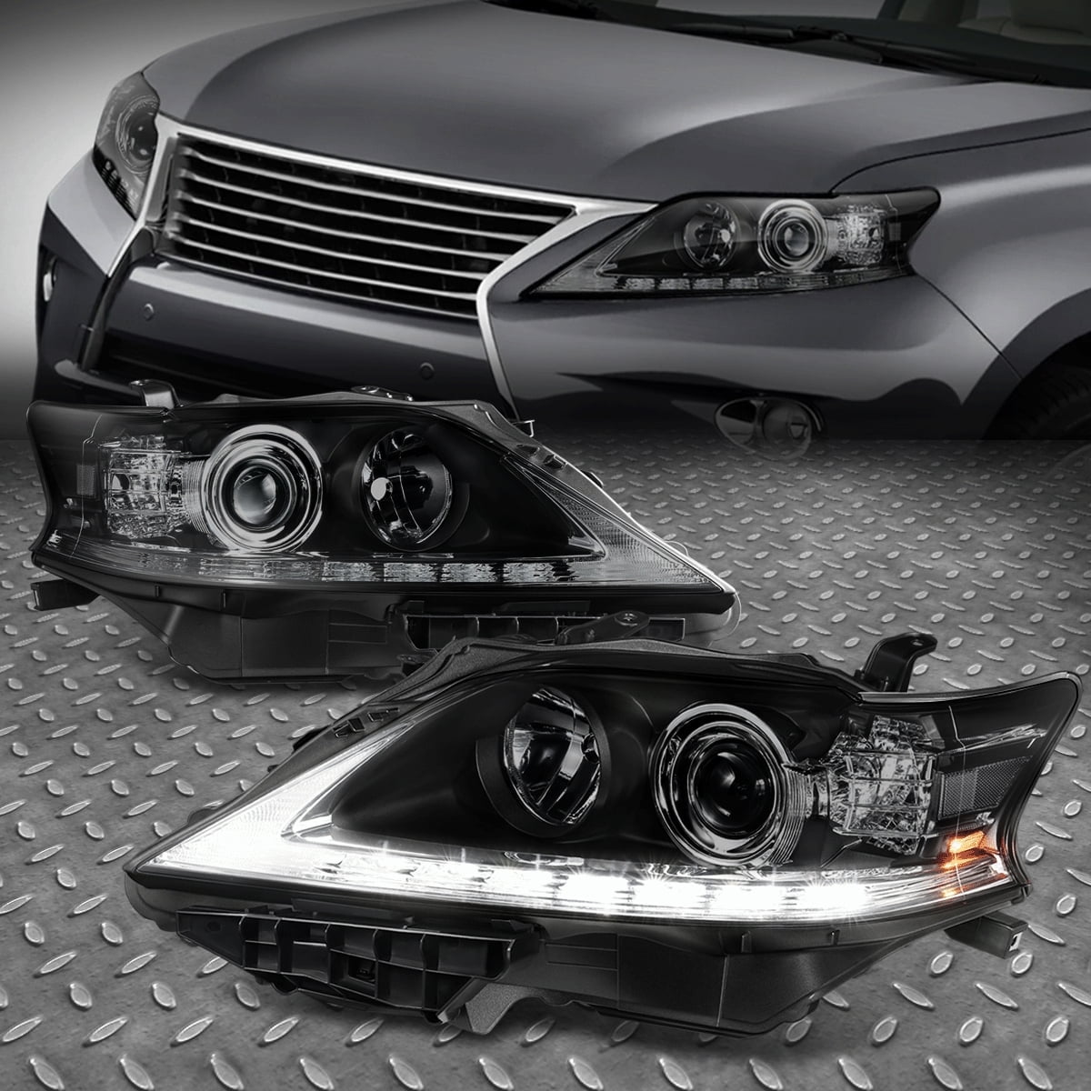 Nuvision for 13-15 Lexus RX350 RX450H LED DRL Projector Headlight Lamps ...