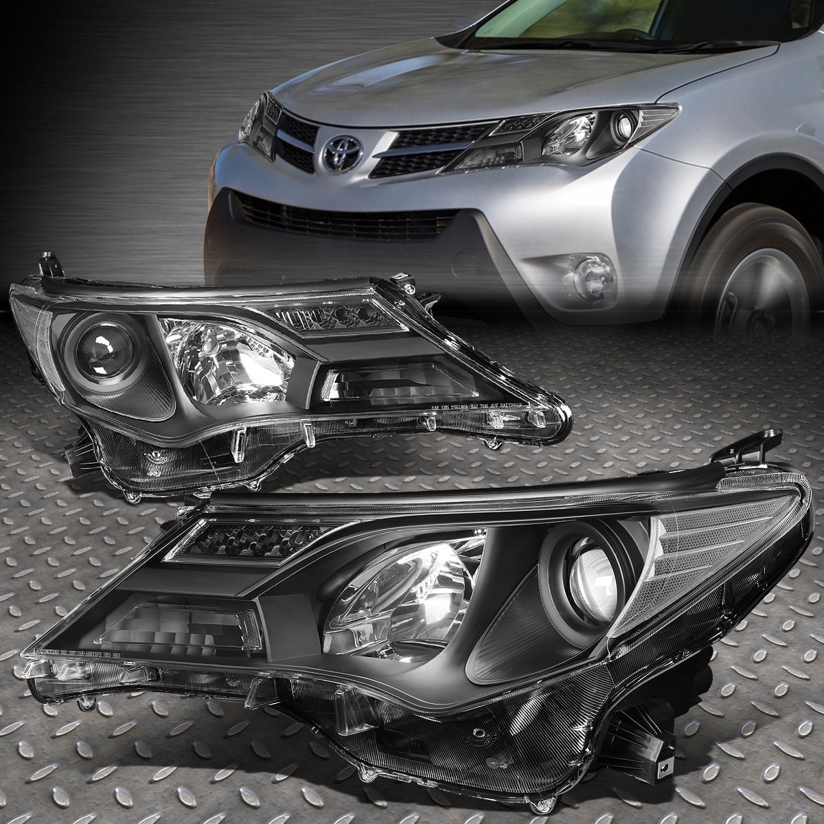 NUVISION for 13-15 Toyota Rav4 Black Housing Clear Corner Projector ...