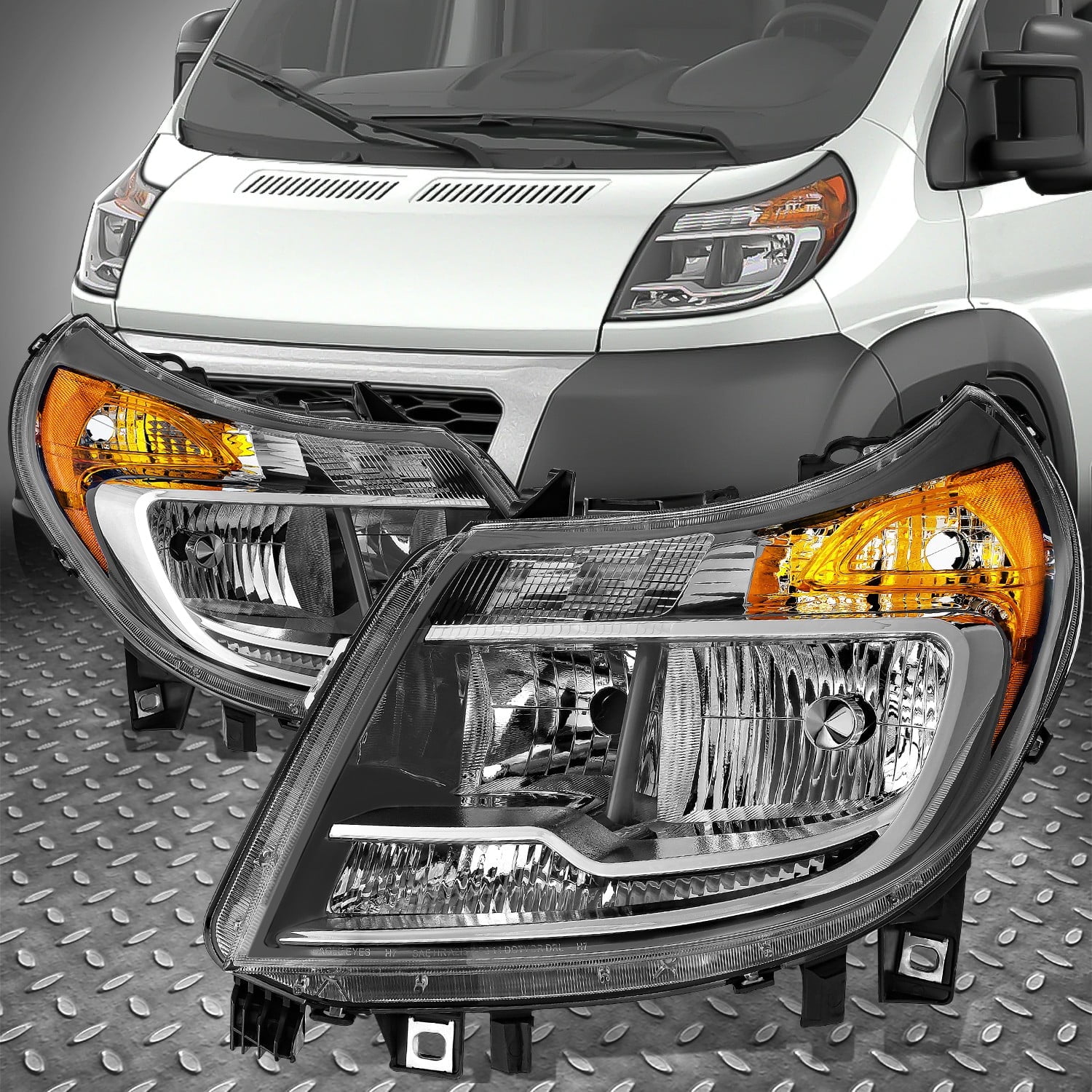 NUVISION for 14-22 Ram Promaster 1500 2500 3500 Chrome Housing Amber ...