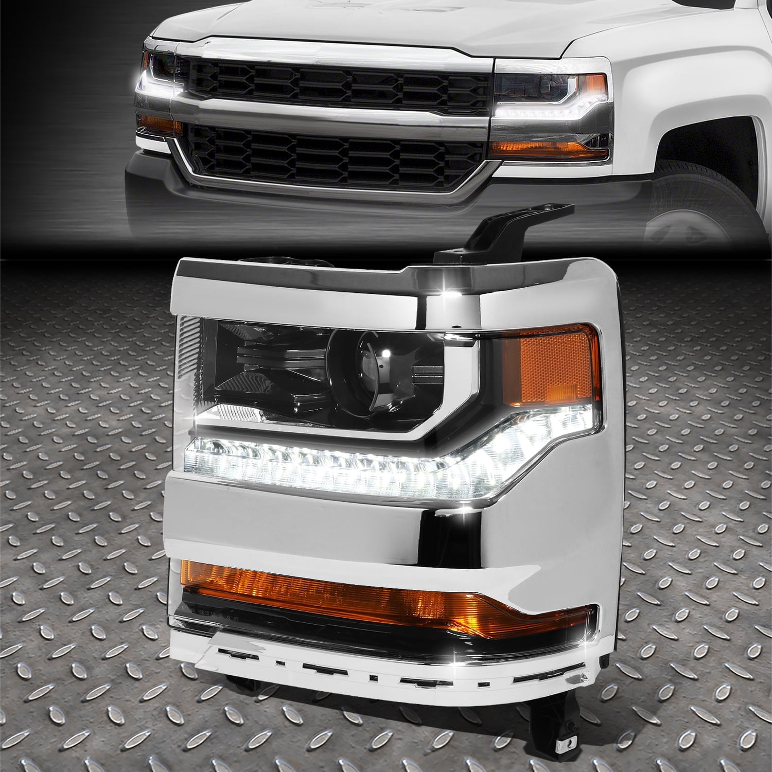 NUVISION for 16-19 Chevy Silverado 1500 Driver Left Side LED DRL HID ...
