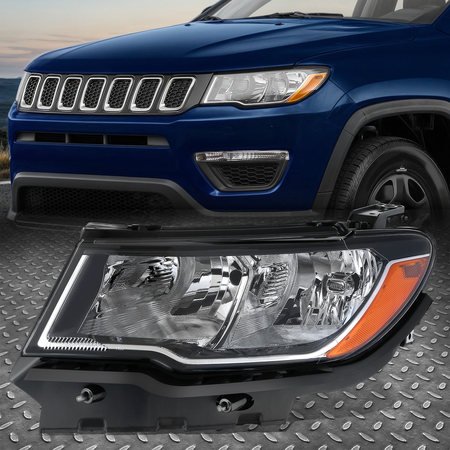 NUVISION for 17-21 Jeep Compass OE Style Left Driver Side Headlight ...