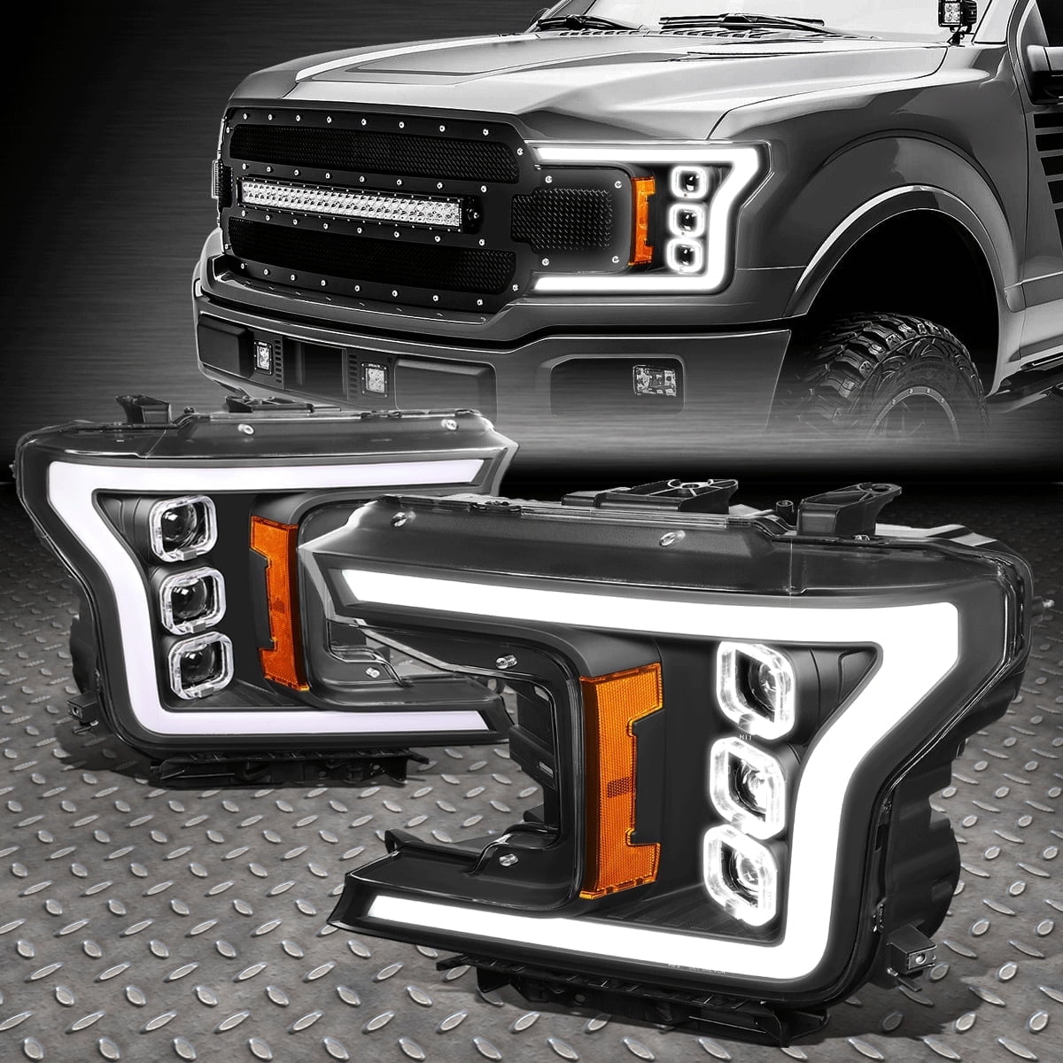 Nuvision for 18-20 Ford F150 Square LED DRL Sequential Projector ...