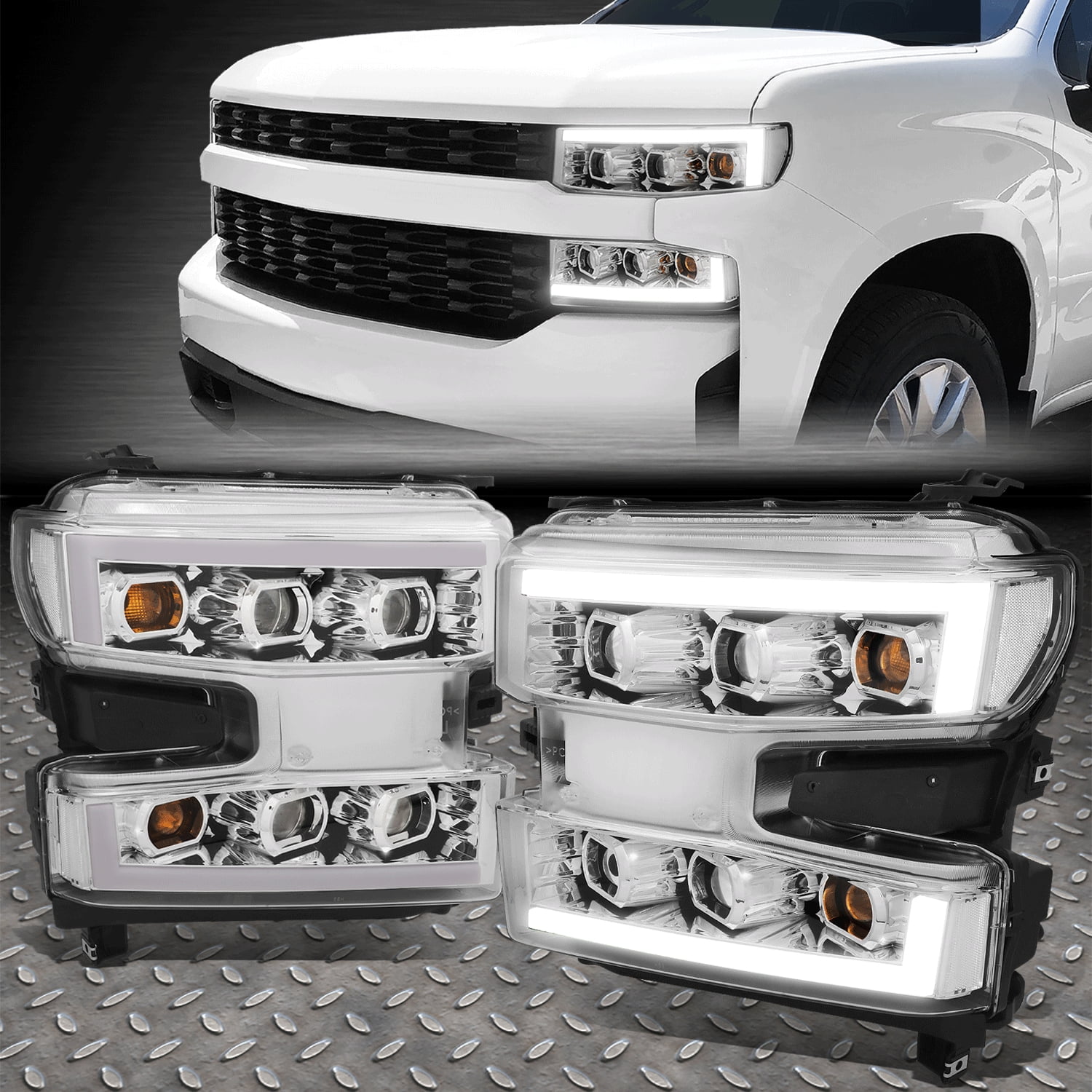 NUVISION for 19-24 Chevy Silverado 1500 Quad LED DRL Projector ...