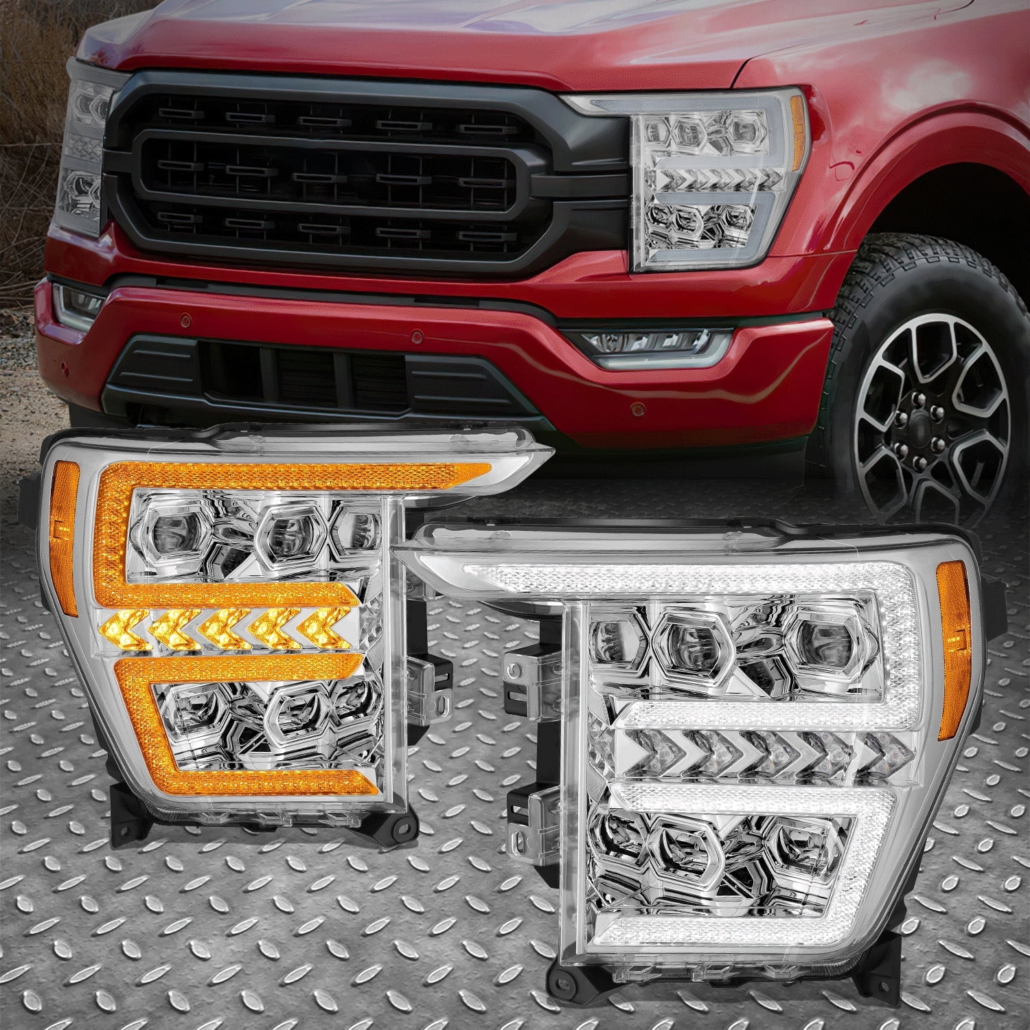 Nuvision for 21-23 Ford F150 LED Switchback Sequential Signal Projector ...