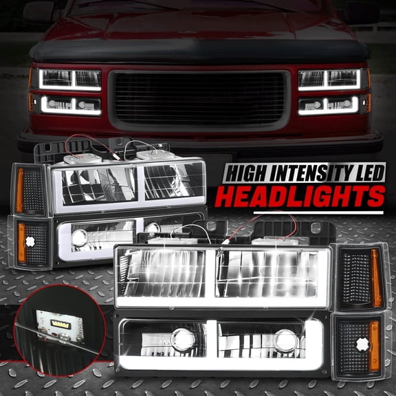 Nuvision for 94-98 Chevy C10 C/K 1500 2500 LED DRL Headlights Bumper ...
