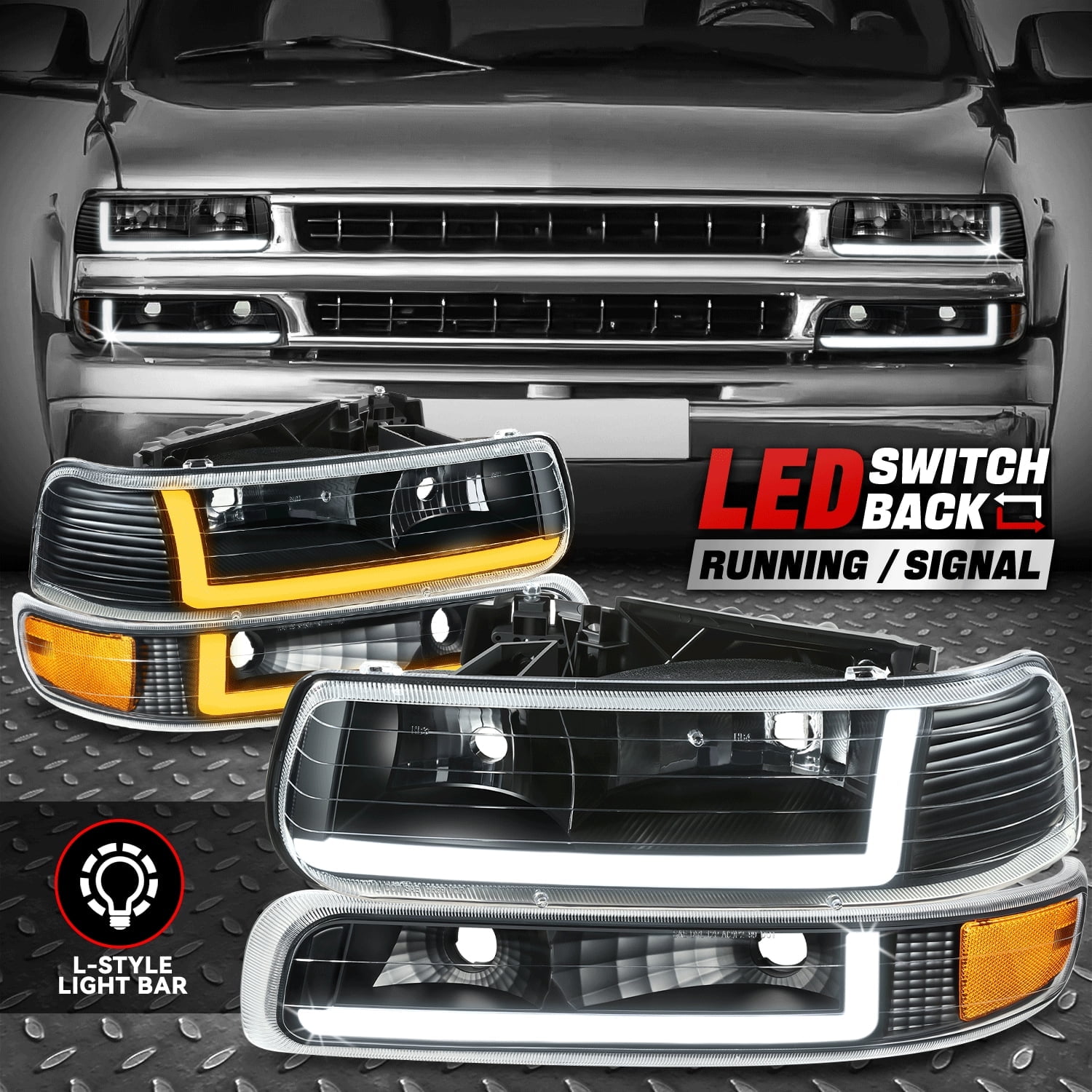Nuvision for 99-06 Silverado Suburban Switchback Dual L-LED DRL ...