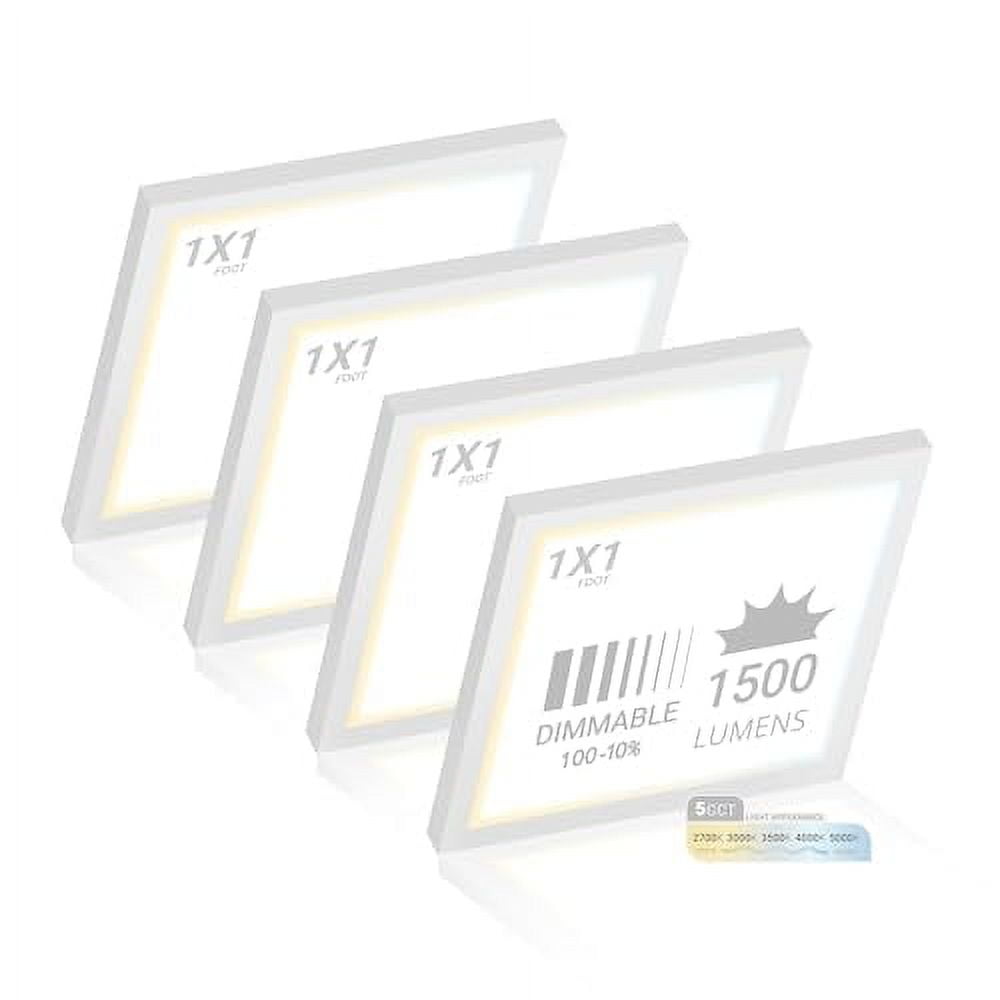 NUWATT 4 Pack, 1x1 Flat Panel LED Square Light, 5CCT 2700K/3000K/3500K ...