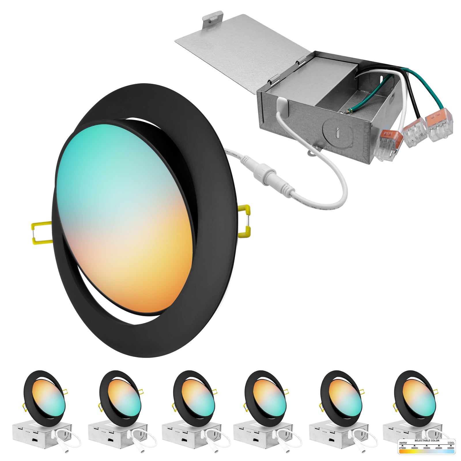 NUWATT 6 Inch LED Recessed Light, 12W, 5 CCT, 1050 Lumens, Dimmable, IC ...