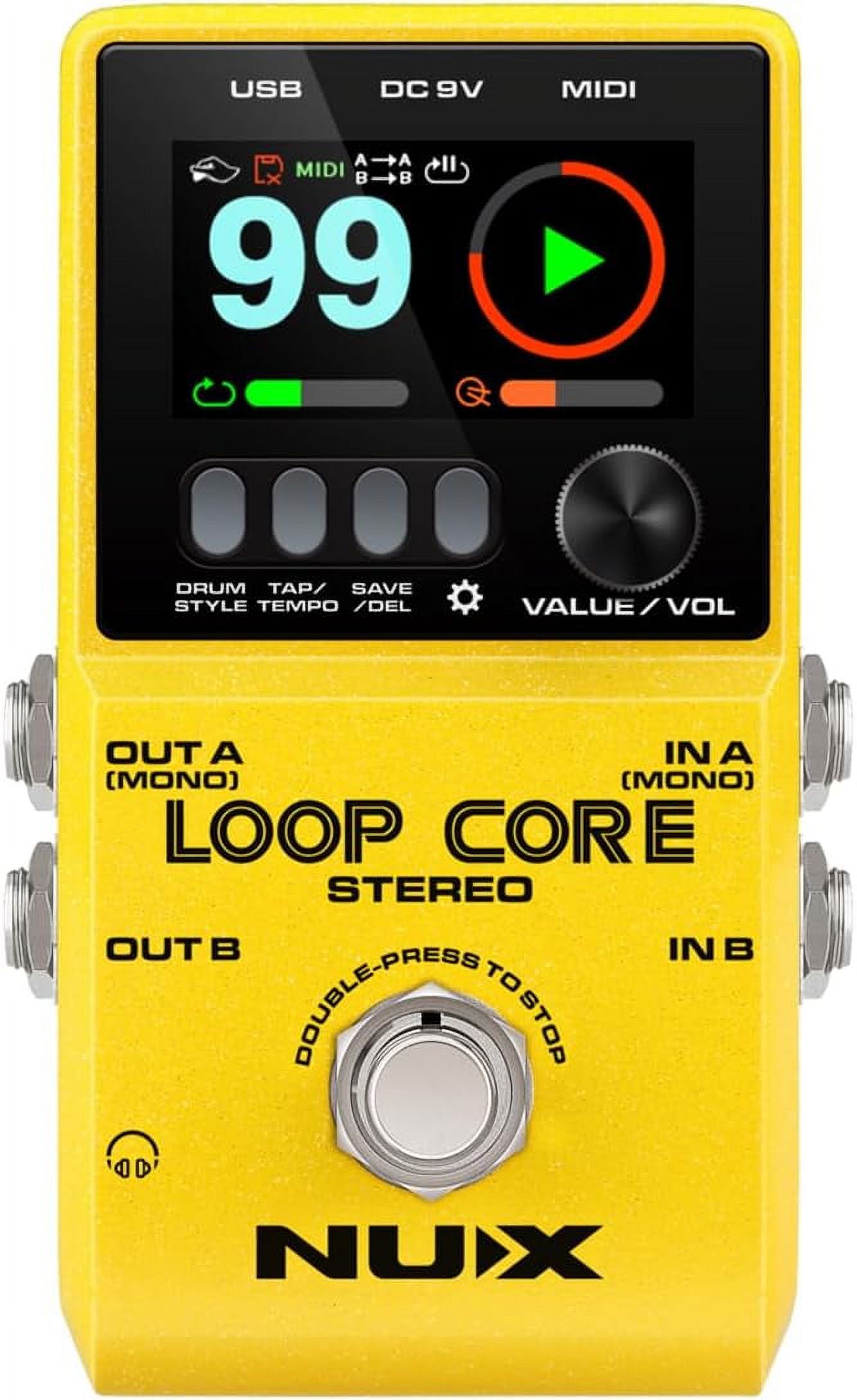 NUX Loop Core Stereo Guitar Looper Pedal, 6 hours recording time,Stereo ...