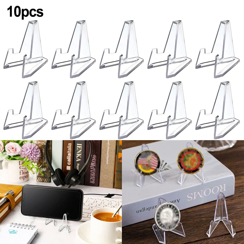 NUYADA 10/30Pcs Clear Acrylic Coin Display Stand Holder Small Easel ...