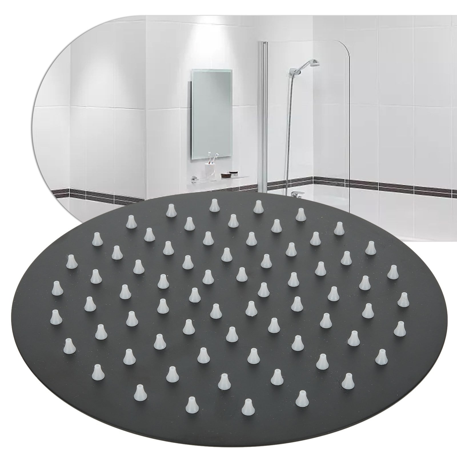 NUYADA 8 Inch Shower Head Bath Black Connector High Pressure Rain ...