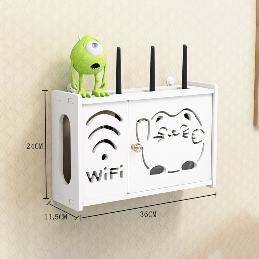 NUYADA Wall-Mounted Wireless Router Box Office Media Decor Console Wifi ...