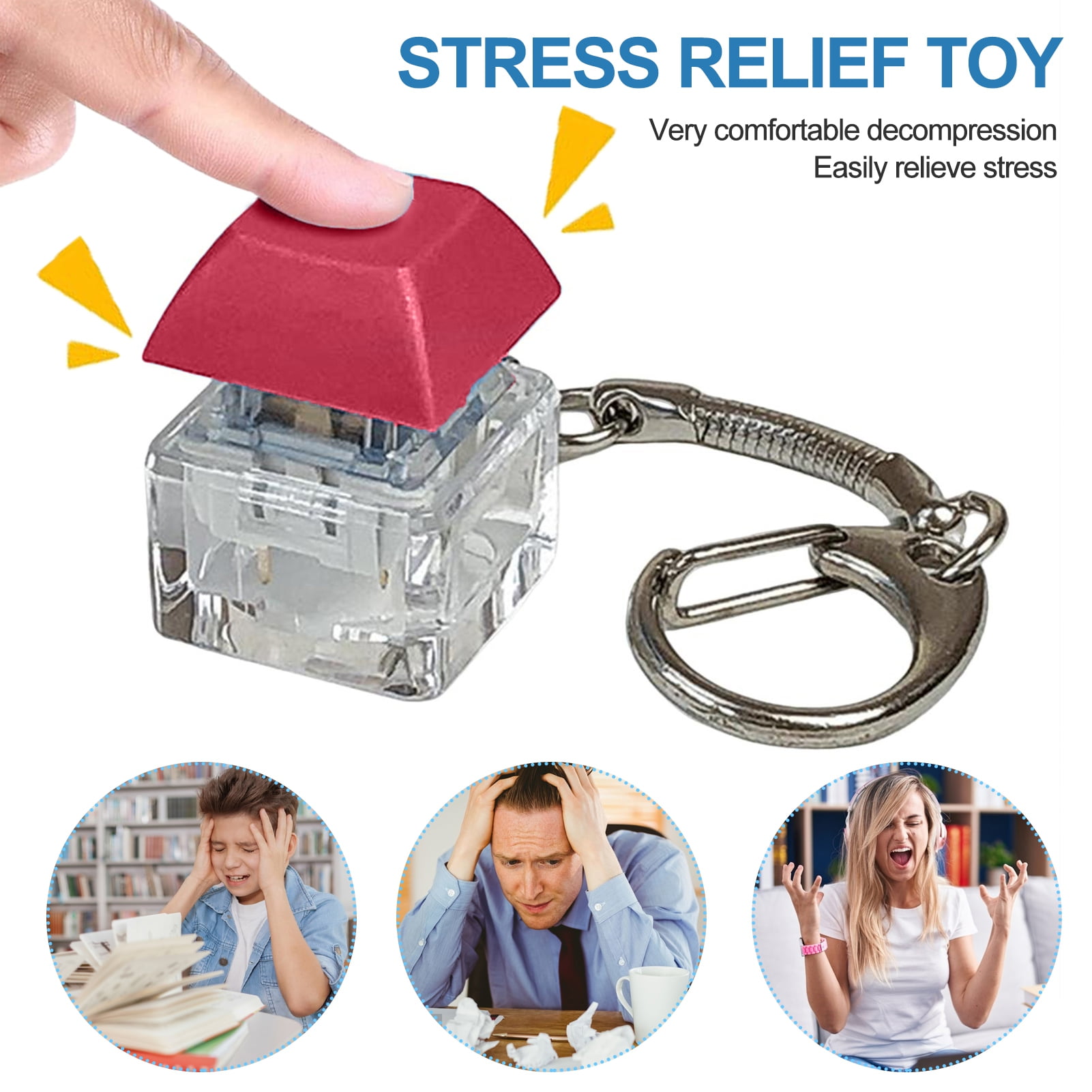 NUZYZ 1/2/5PC Fidget Toy Keyboard Keychain Stress Relief Toy Adults ...