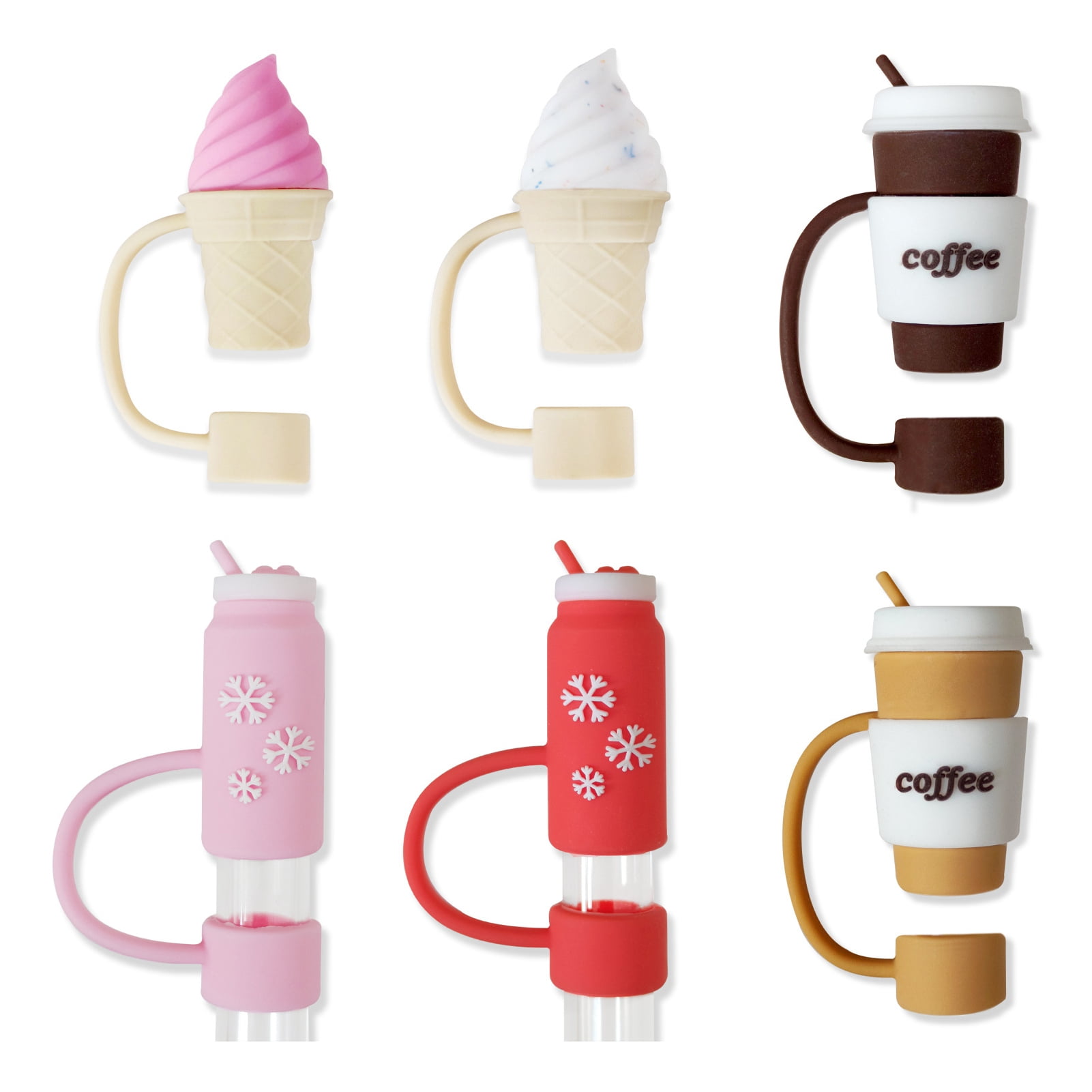 NUZYZ 1 Set Straw Cover Cartoon Silicone Straw Lid Set Splashproof ...