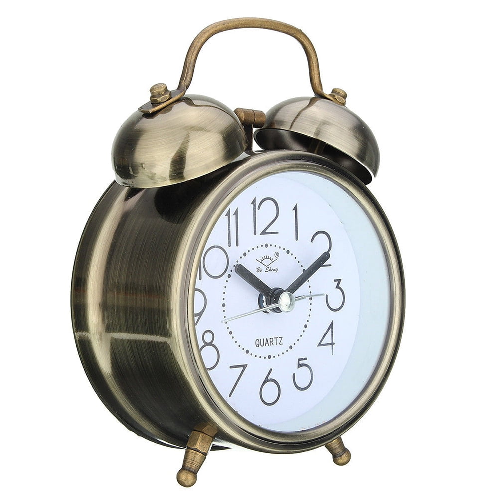 NUZYZ Classic Vintage Silent Quartz Double Bells Bedside Table Alarm Clock with Handle - Walmart.com