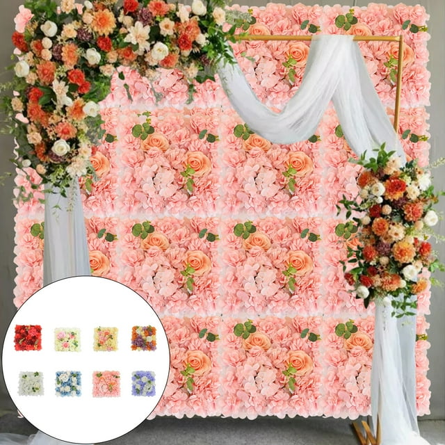 NUZYZ Flower Wall Panel Artificial Rose Wedding Bridal Baby Shower ...
