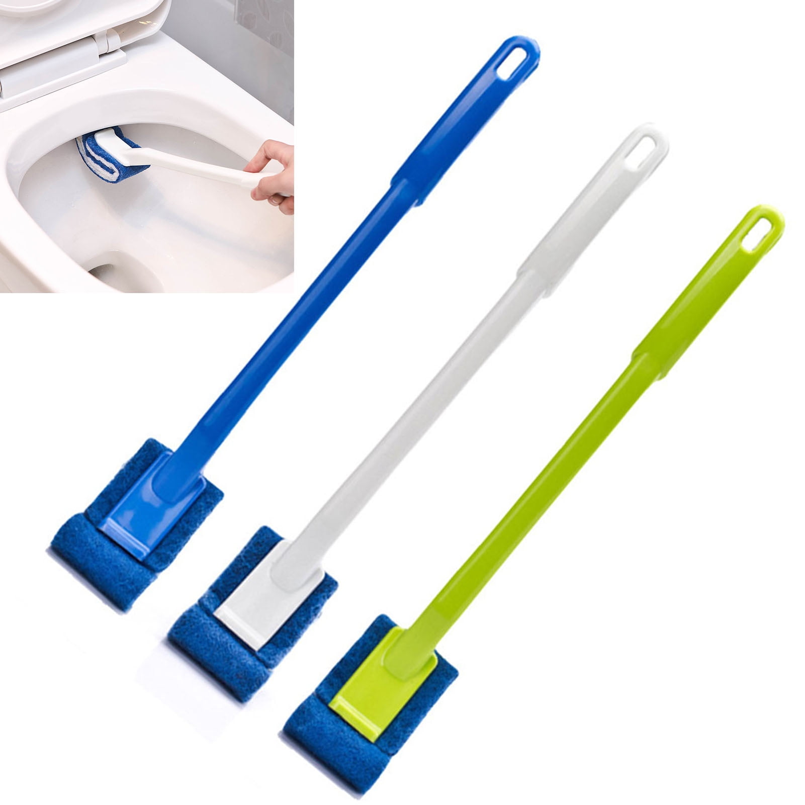 NUZYZ Household Bathroom Long Handle Handheld Toilet Deep Cleaning ...
